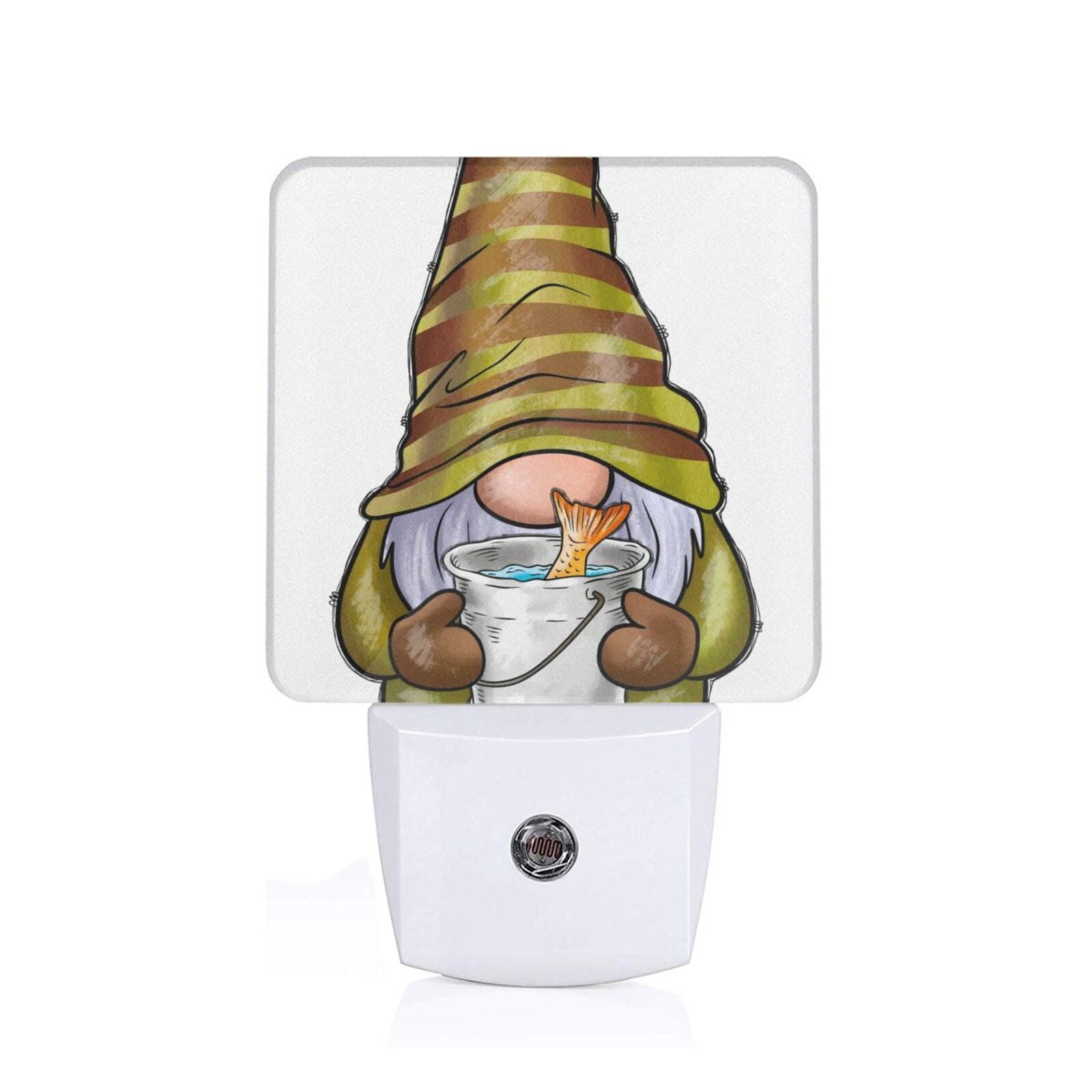 Bingfone Fishing Gnome Fisherman Print Night Lights Plug into Wall,Dusk ...