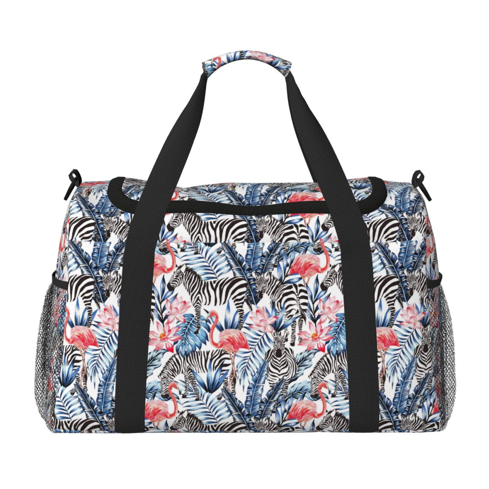 Bingfone Flamingo And Zebra Print Travel Duffel Tote Bag,Waterproof ...