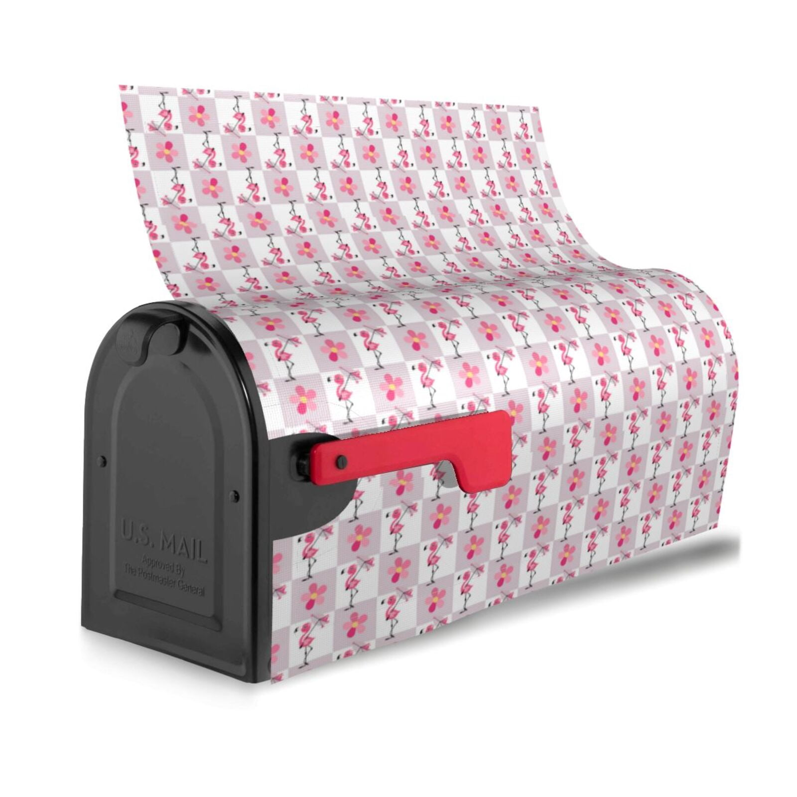 Bingfone Flamingo On Checkered Magnetic Mailbox Cover Standard Size for ...