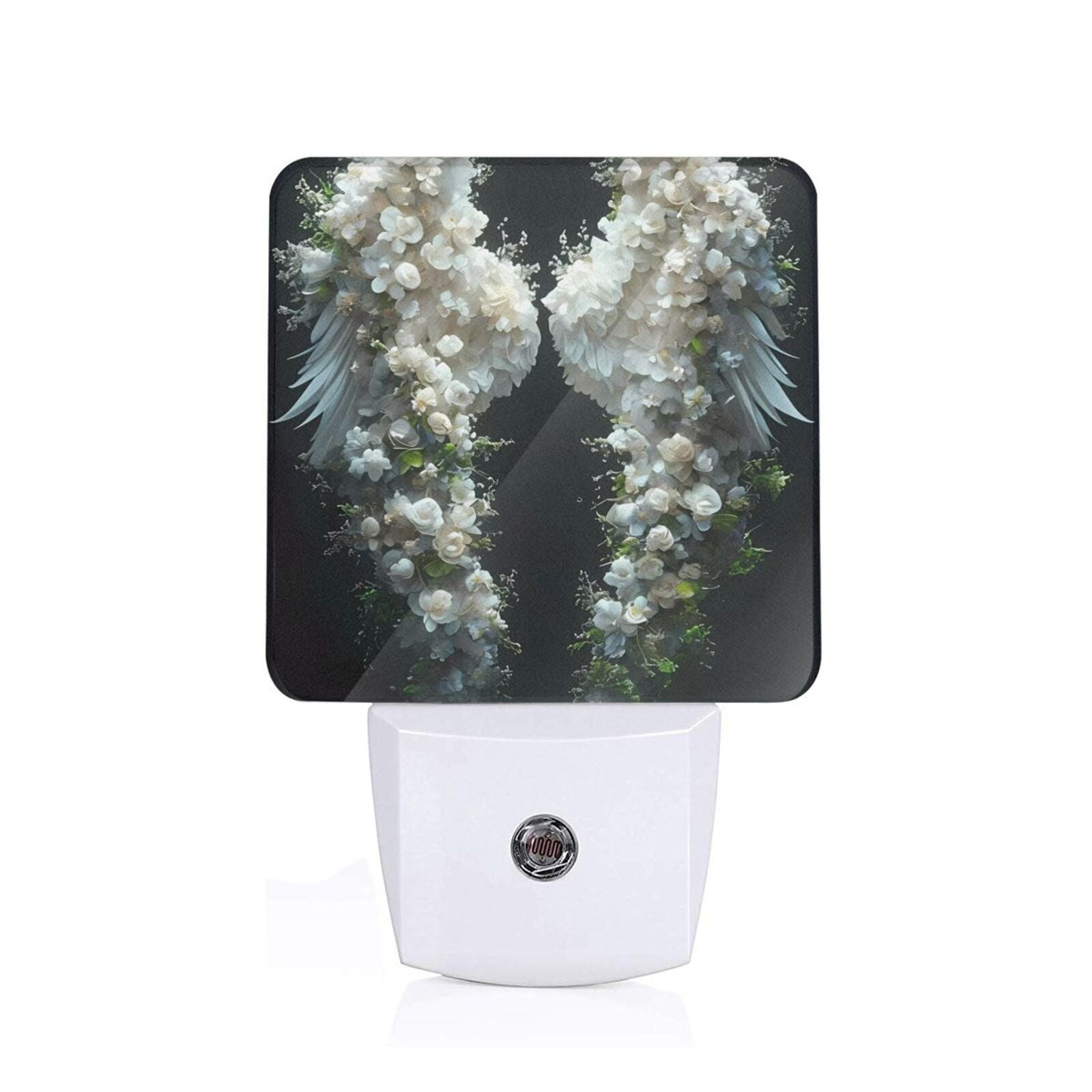 Bingfone Floral Angelic White Wings Print Night Lights Plug into Wall ...