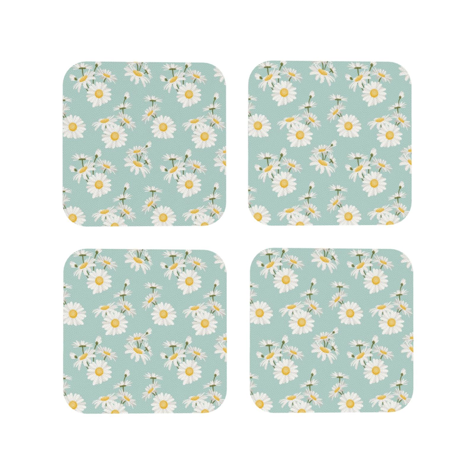 Bingfone Floral Daisy Personalized Coaster Set 4 for Drinks Coffee ...