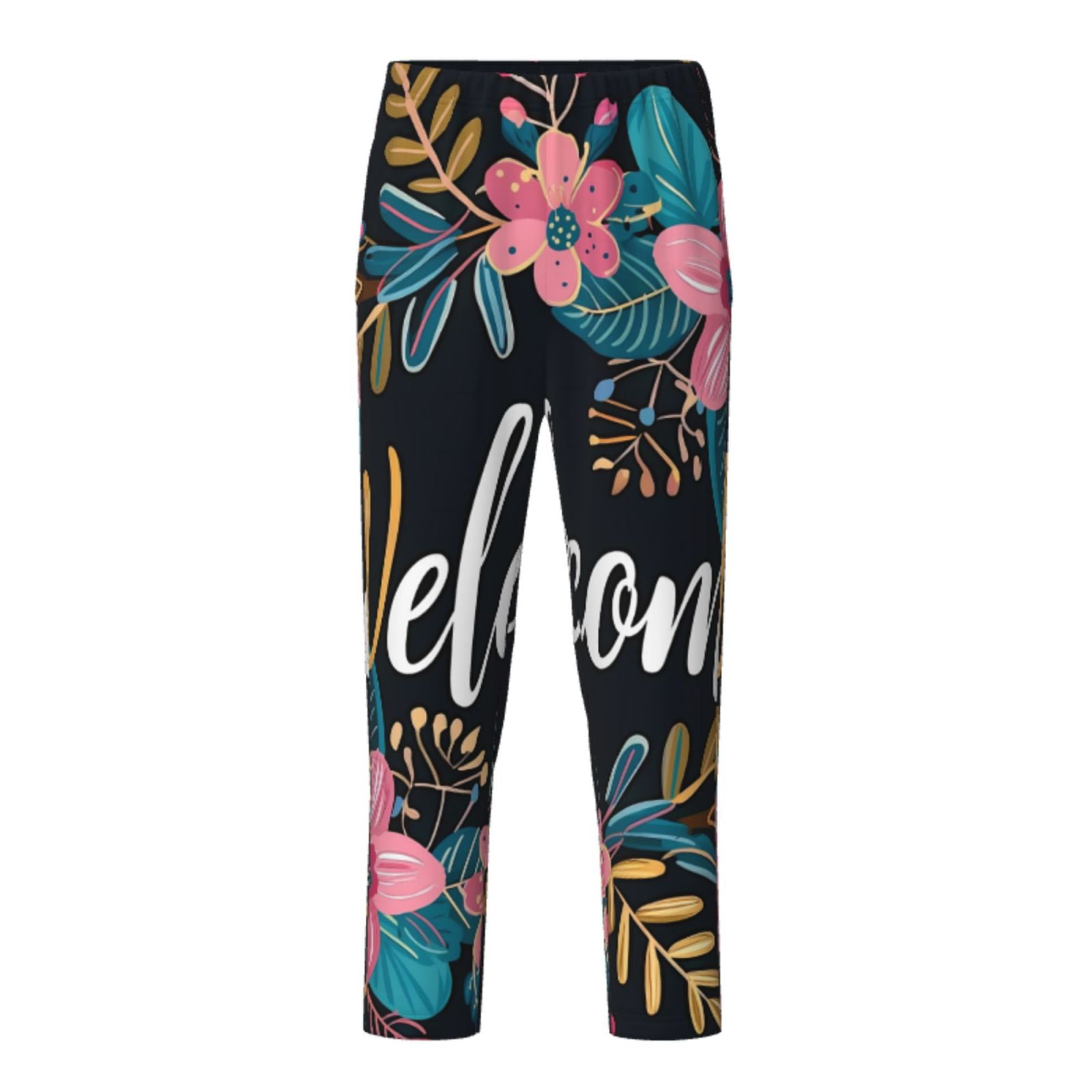 Bingfone Floral Welcome Sign Print Boys Girls Pajama Pants Lounge Pants ...