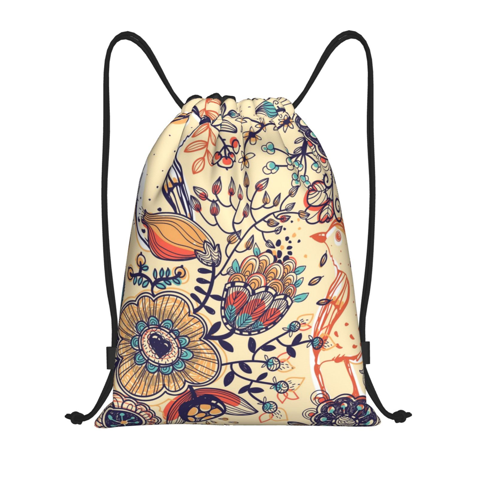 Bingfone Floral With Birds And Fantasy Flowers Drawstrings Backpacks ...