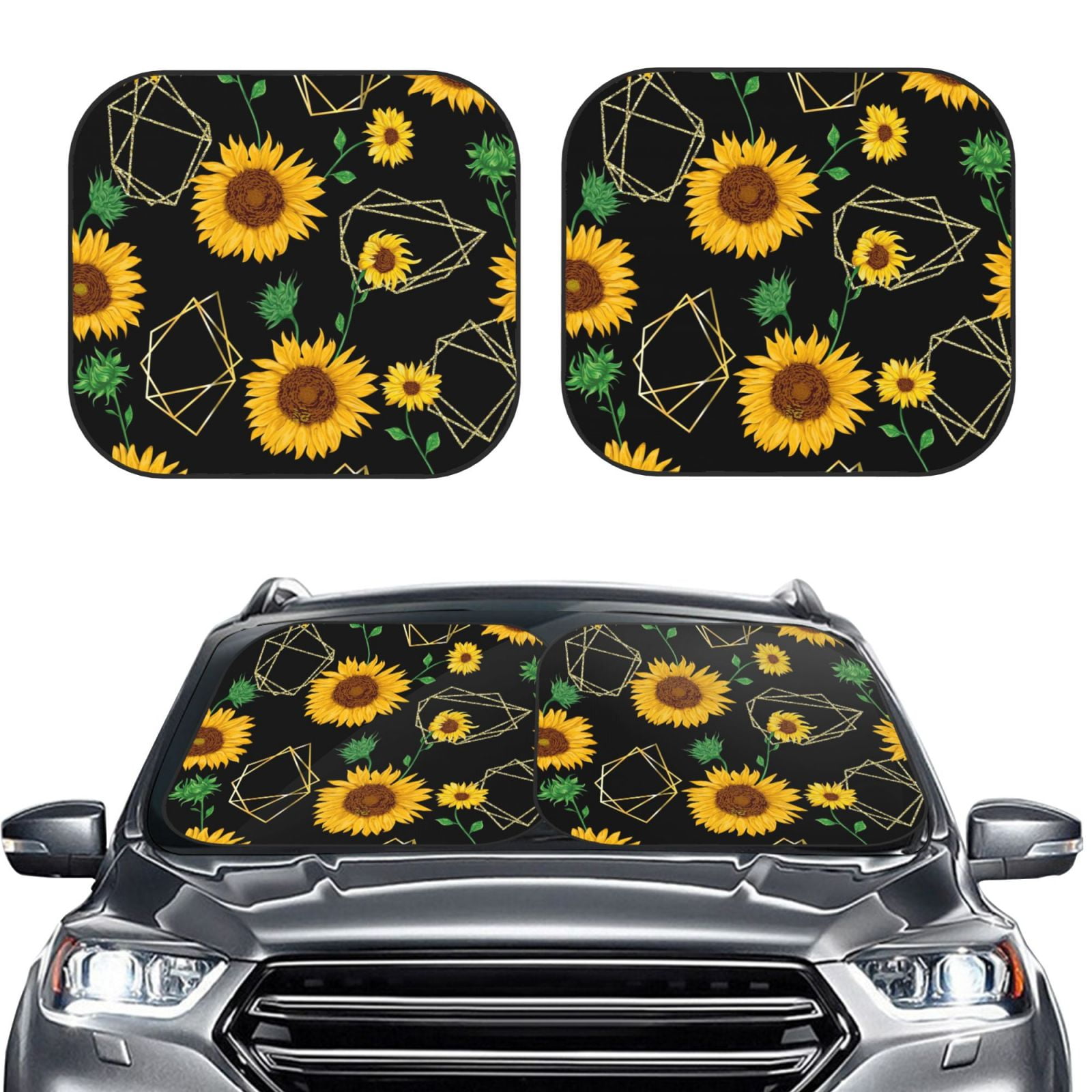 Bingfone Flower (2) Print 2-Piece Sun Shade Front Windshield - Foldable ...