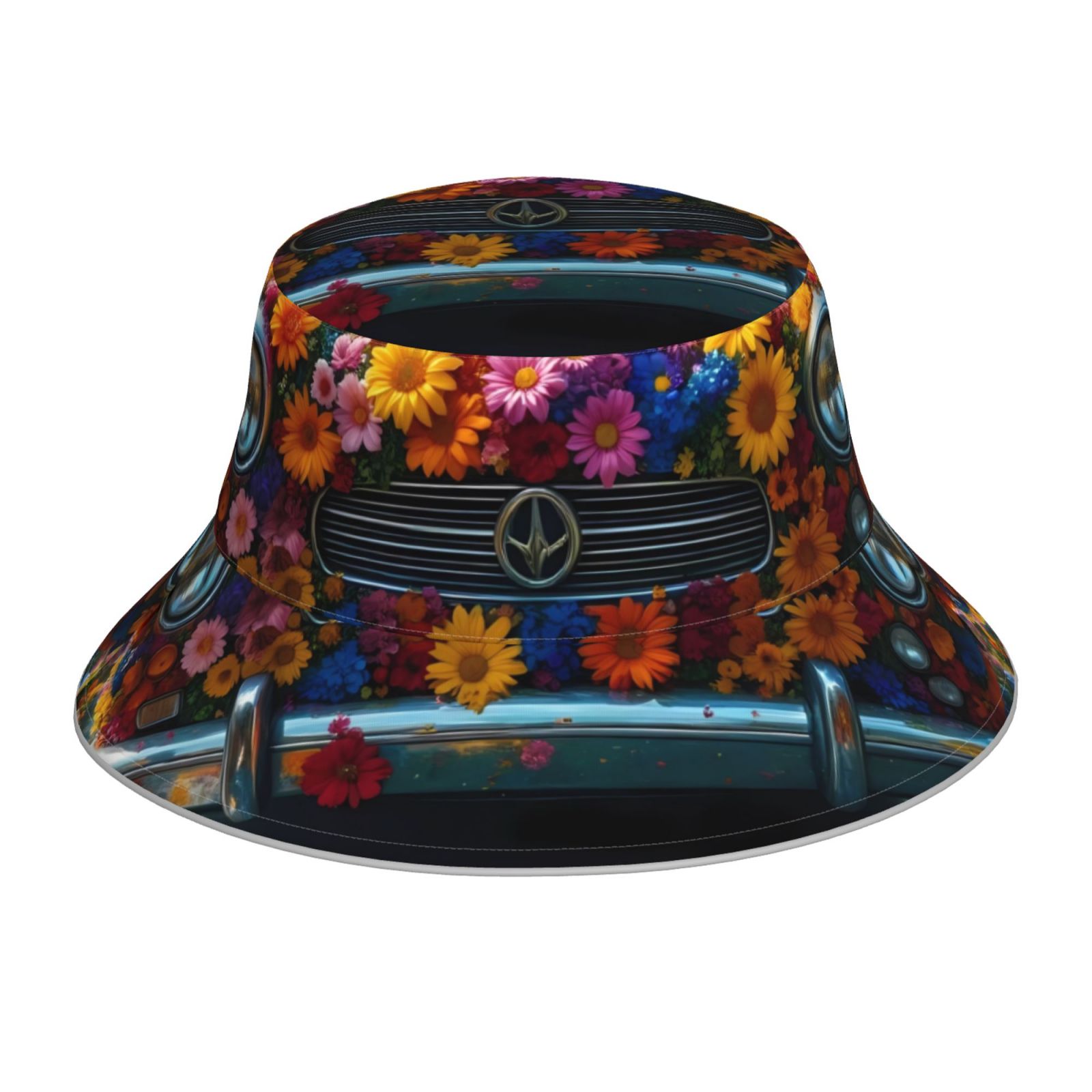 Bingfone Flower Covered Vintage Car Bucket Hat for Men Women,Packable ...