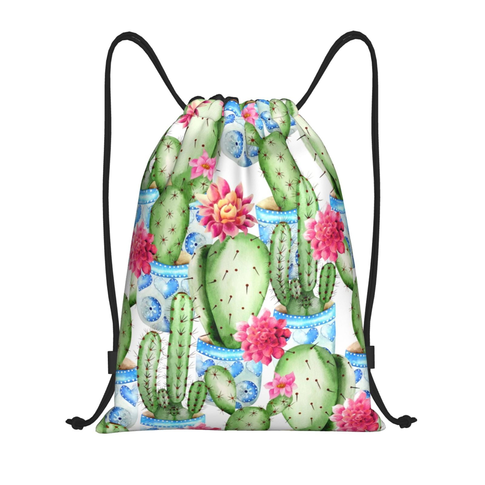 Bingfone Flowers And Cactus Drawstrings Backpacks Bags For Men Women Gym Drawstrings Bag ...