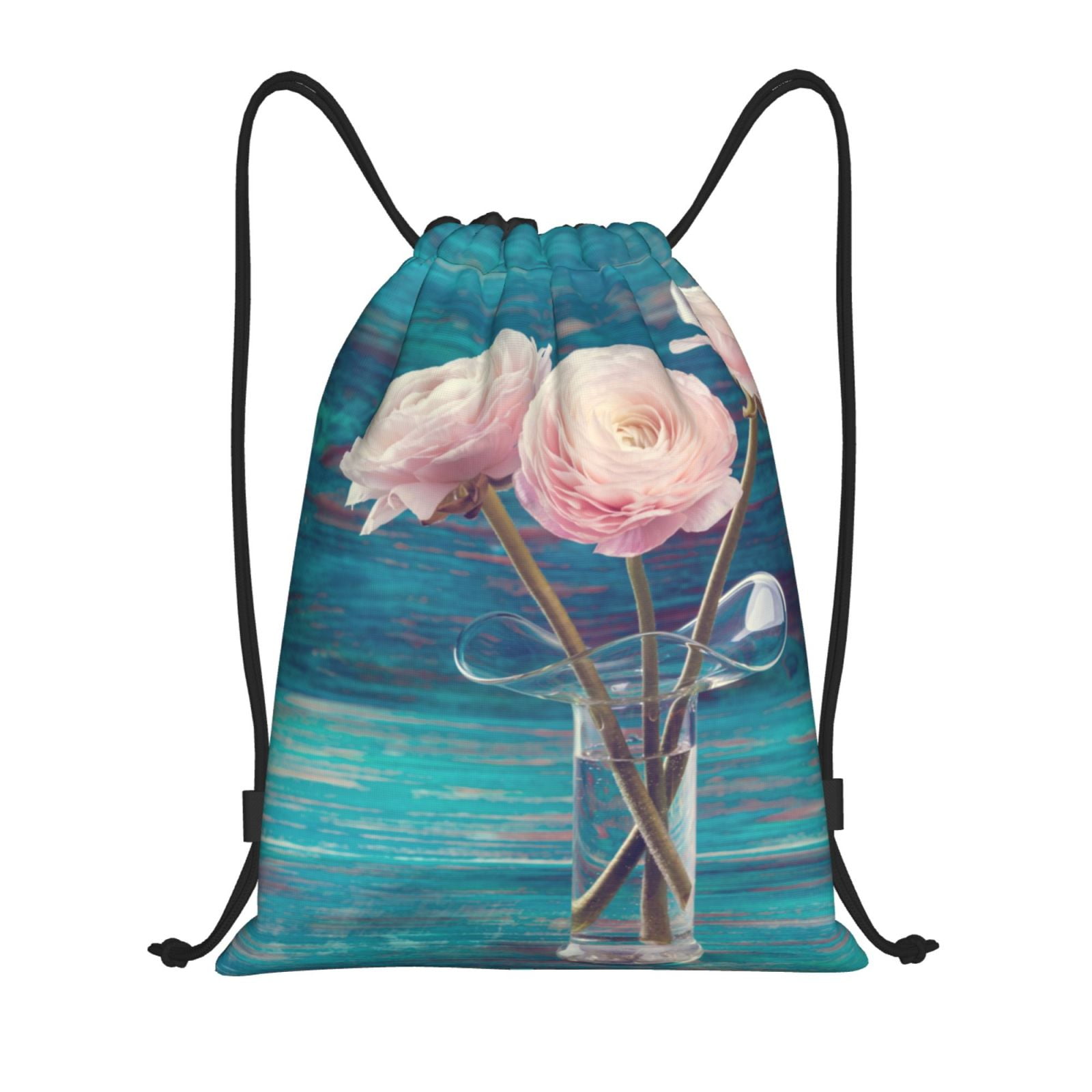 Bingfone Flowers In Glass Vase Drawstrings Backpacks Bags For Men Women ...