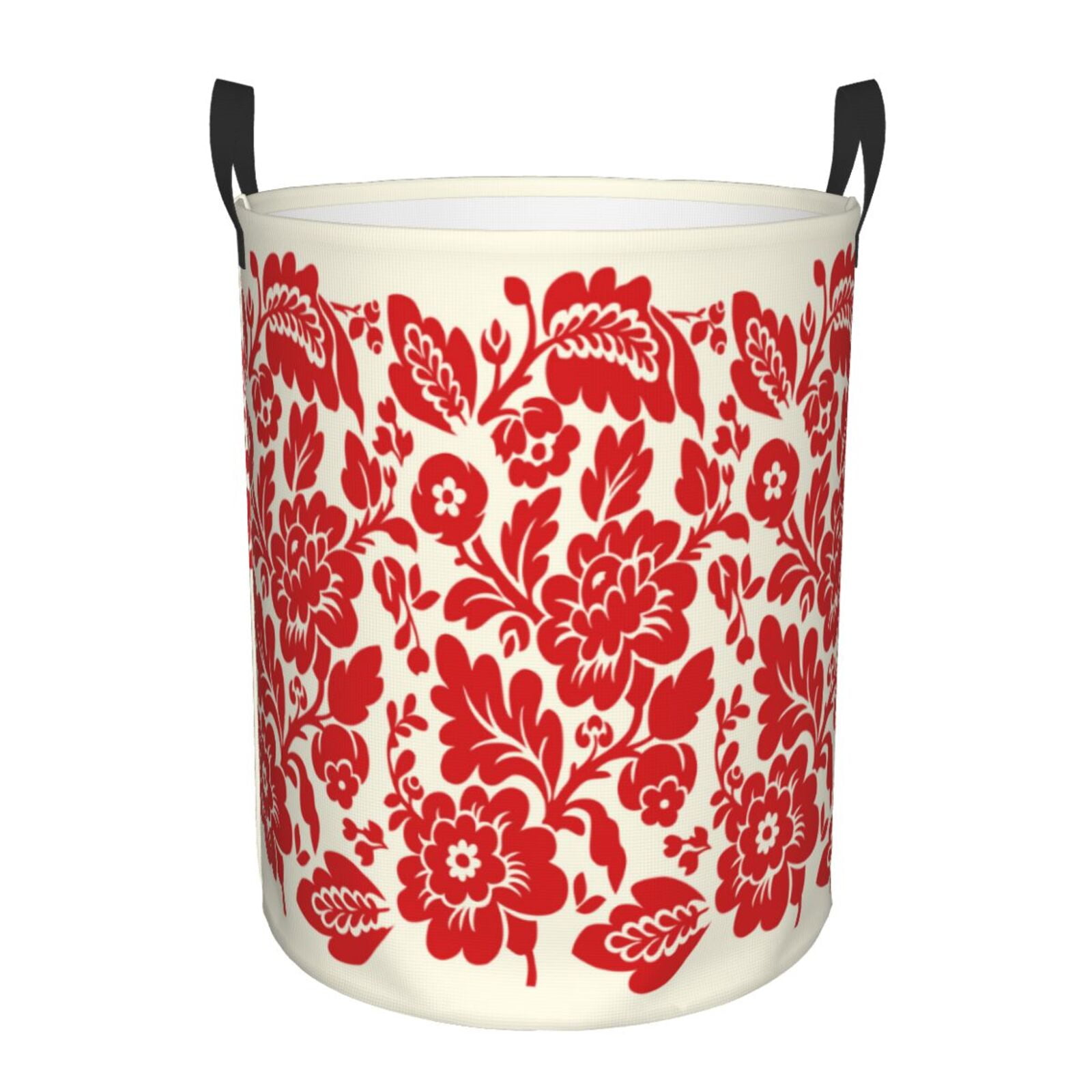 Bingfone Flowers Red Beige Waterproof Foldable Laundry Hamper Bucket ...