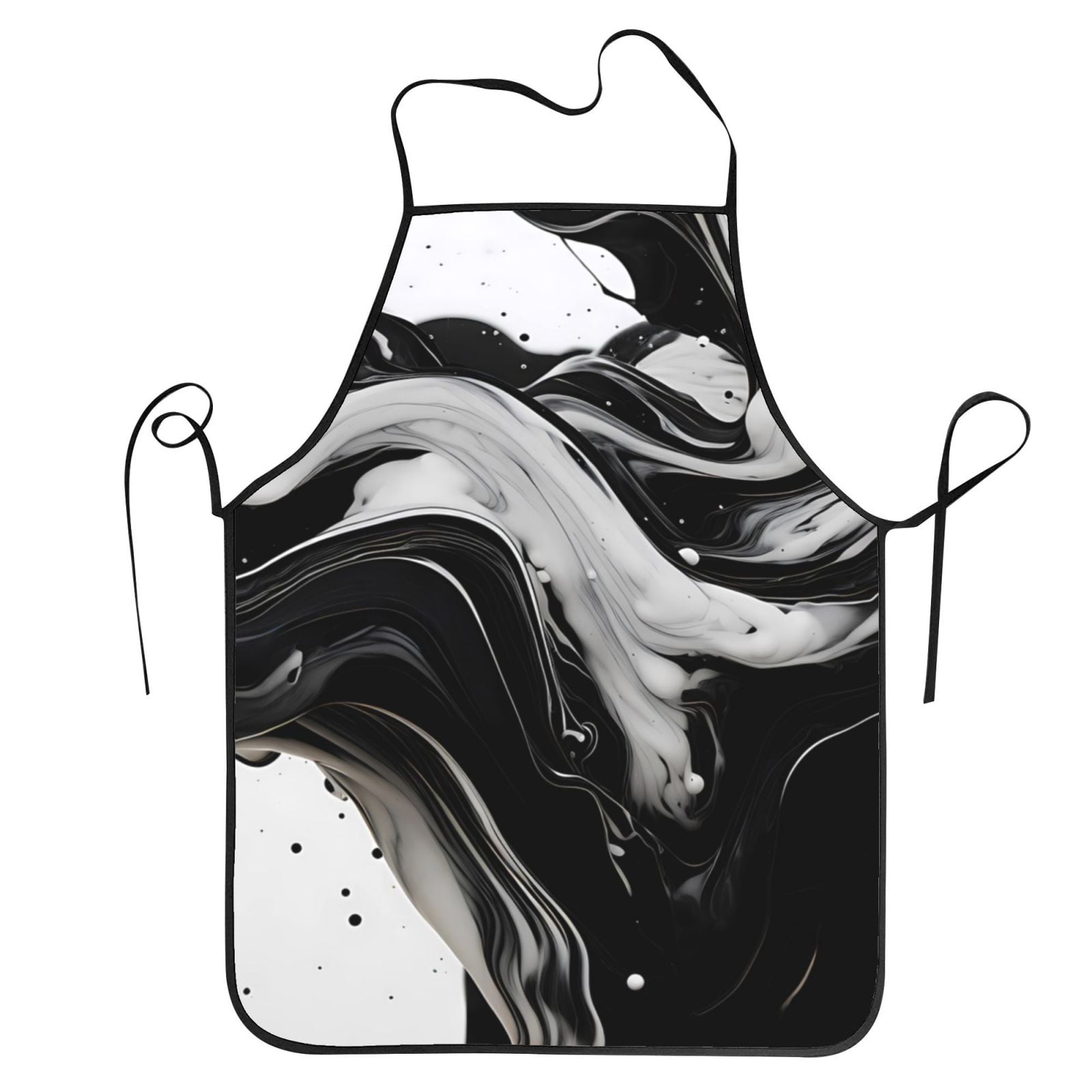 Bingfone Fluid Black White Paint Swirls for Tie-up Apron, Unisex ...