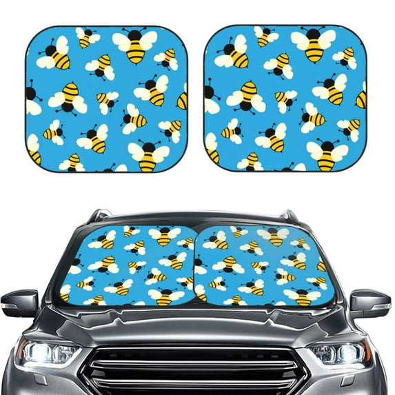 Bingfone Flying Bees Windshield Sun Shade 2-Piece Foldable Car Front ...
