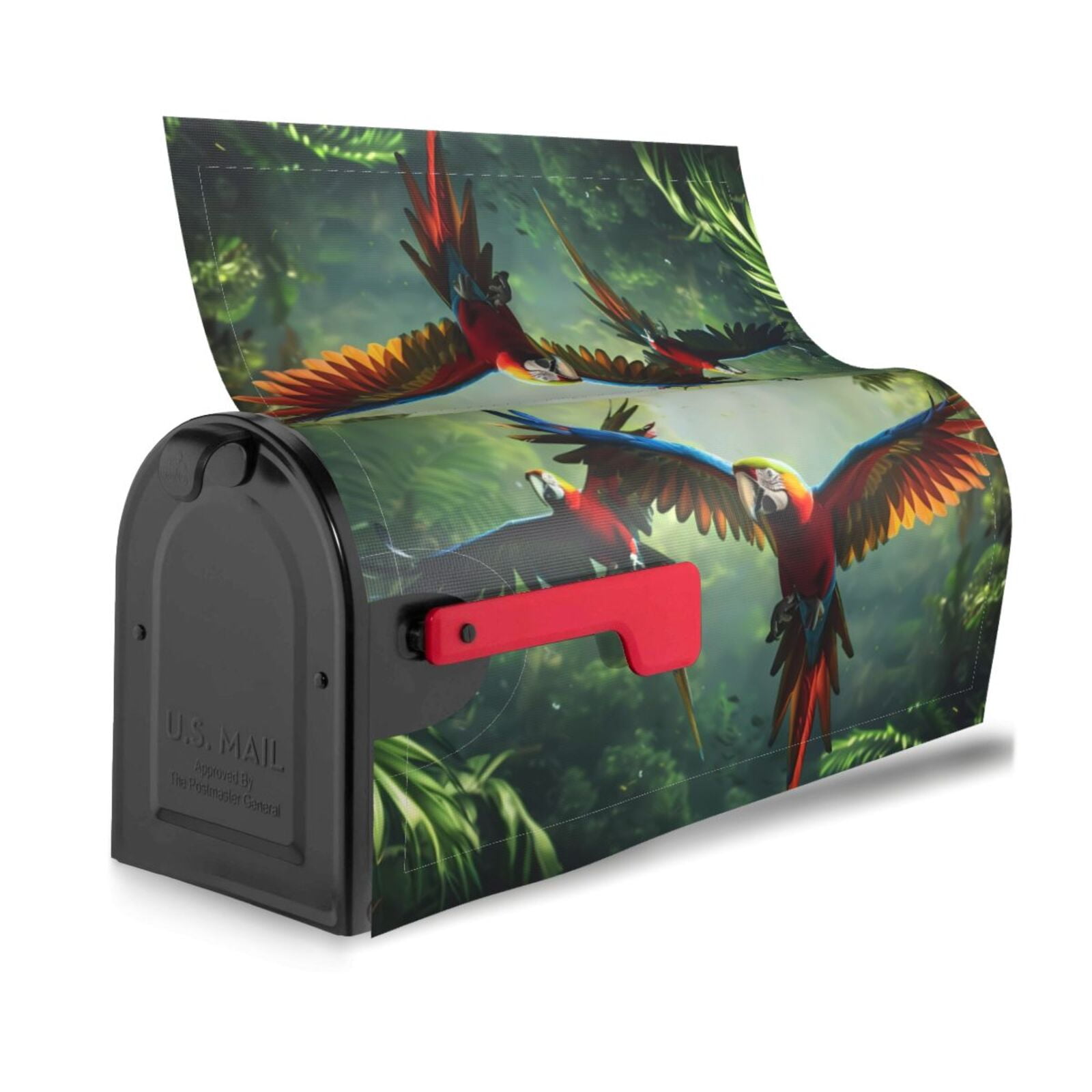 Bingfone Flying Parrots In Jungle Magnetic Mailbox Cover Standard Size ...