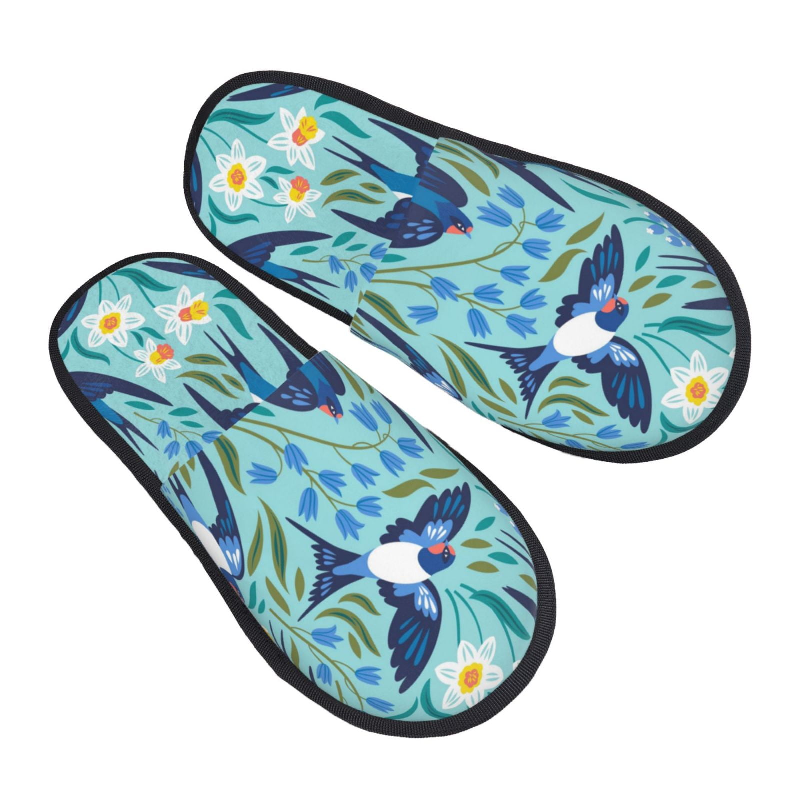 Bingfone Flying Swallows House Slippers For Women Men With Soft Rubber ...