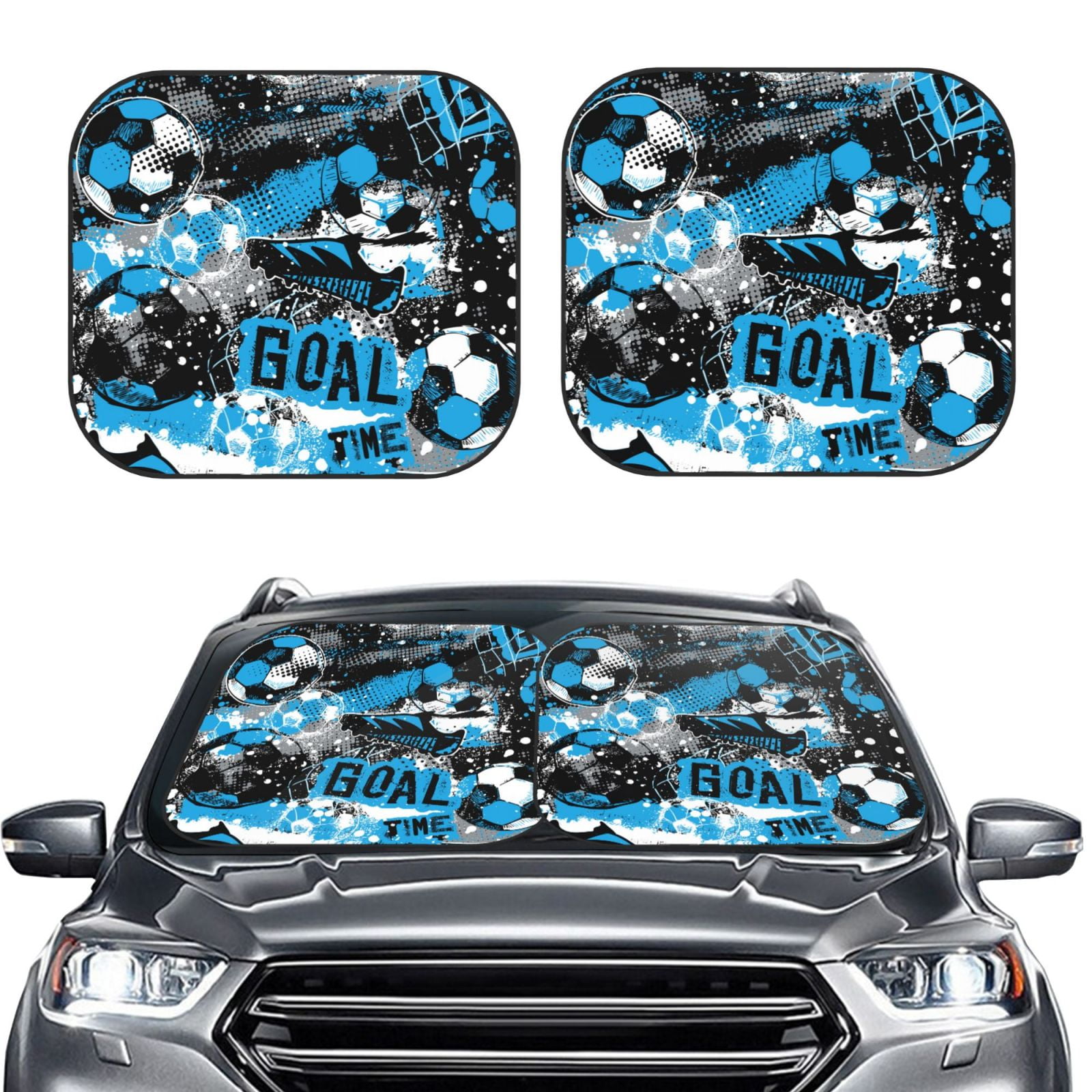 Bingfone Football Time Print 2-Piece Sun Shade Front Windshield ...