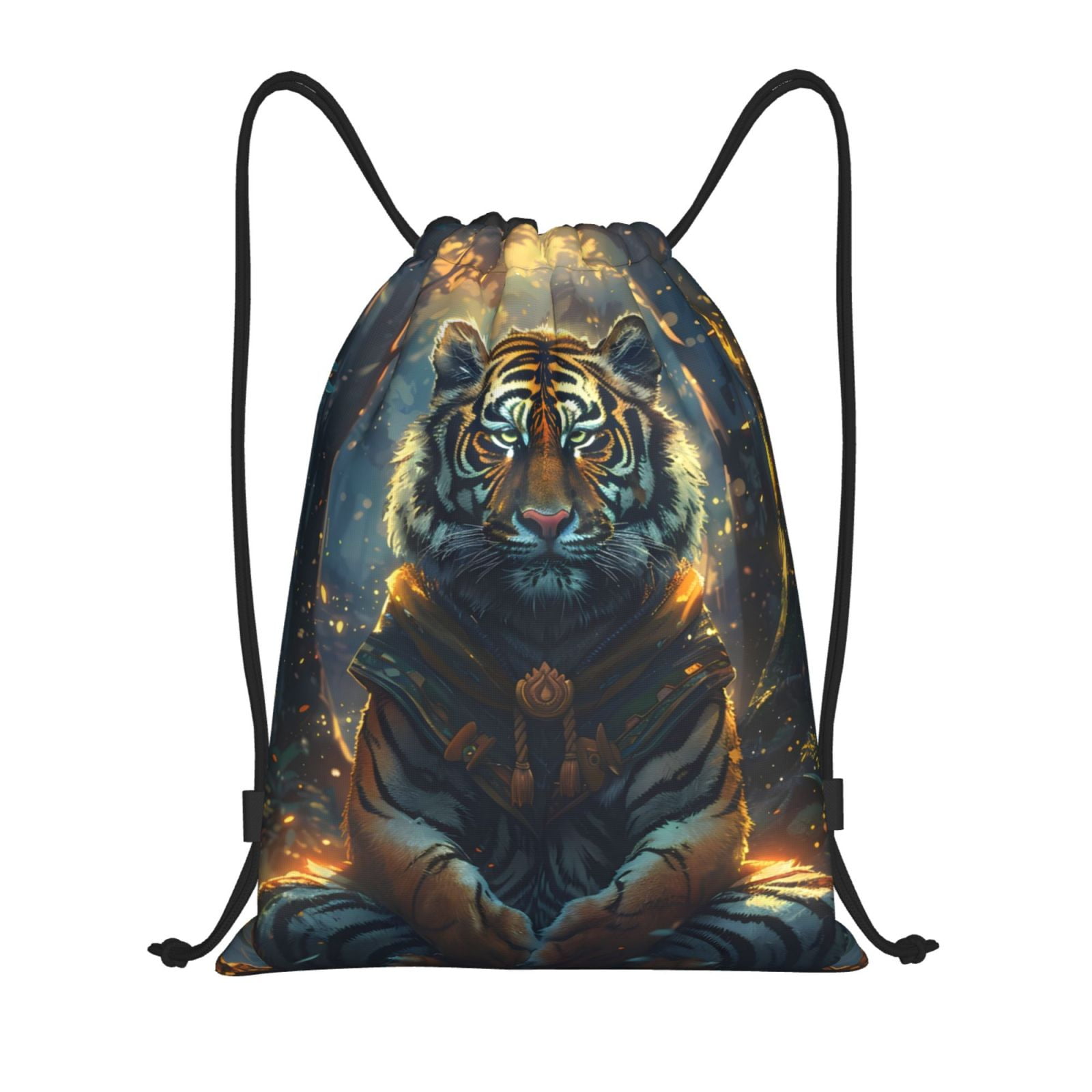 Bingfone Forest Meditating Tiger Drawstrings Backpacks Bags for Men ...