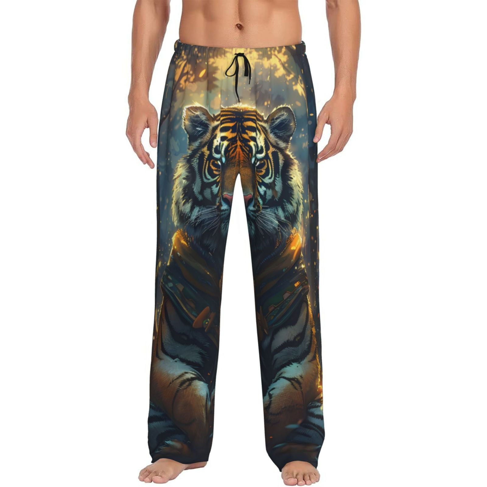 Bingfone Forest Meditating Tiger Mens All Over Print Sleep Pajama Pants ...