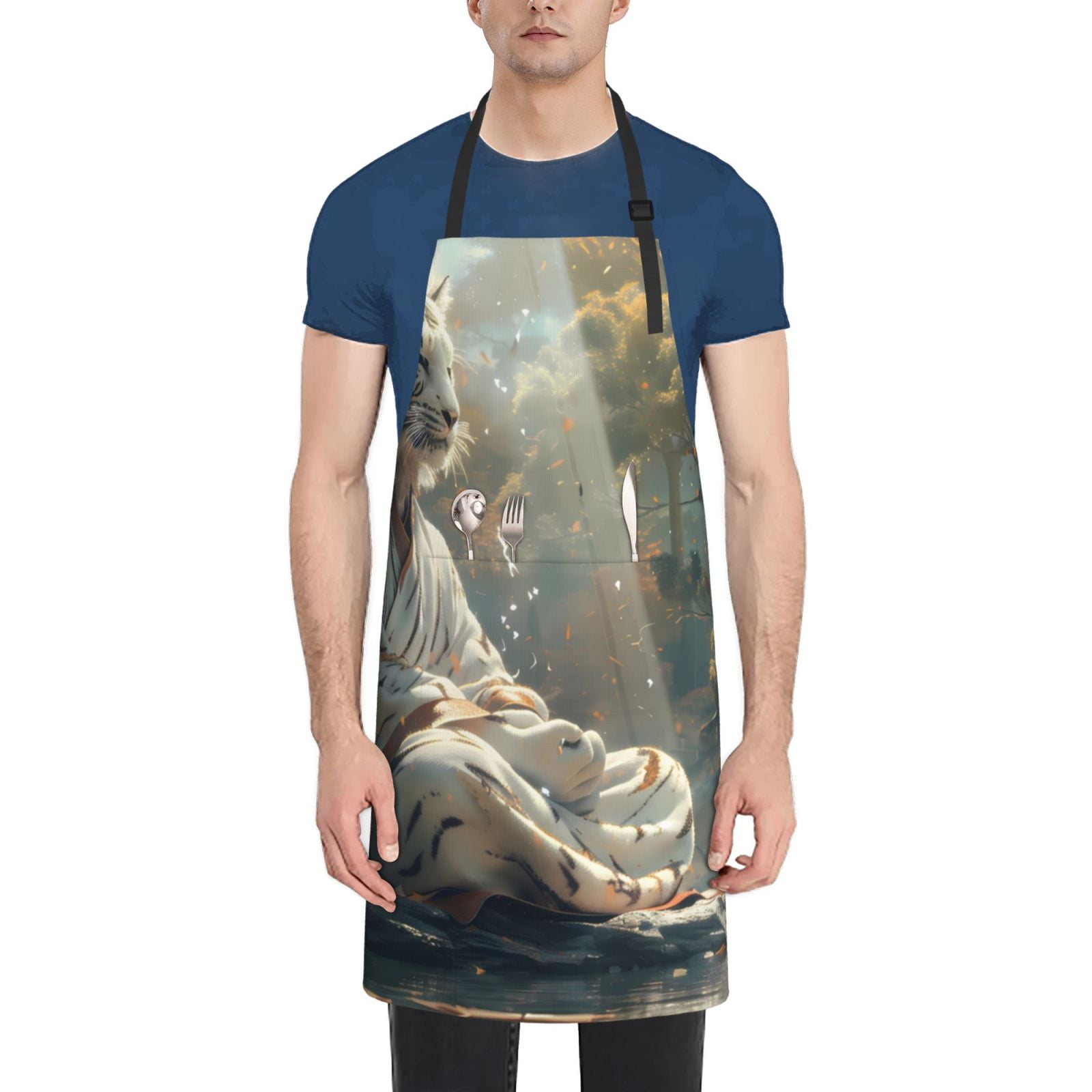 Bingfone Forest Meditating White Tiger Apron Gifts For Men, Women ...