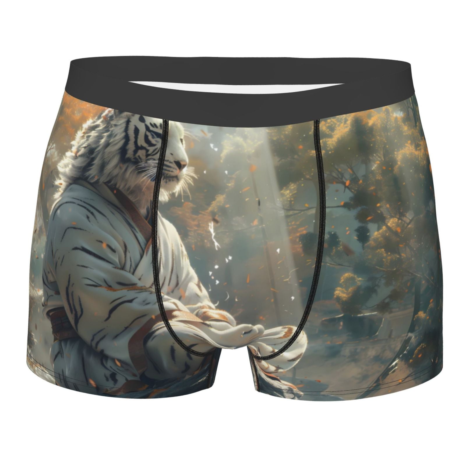 Bingfone Forest Meditating White Tiger Men's Underwear - Casual Stretch ...
