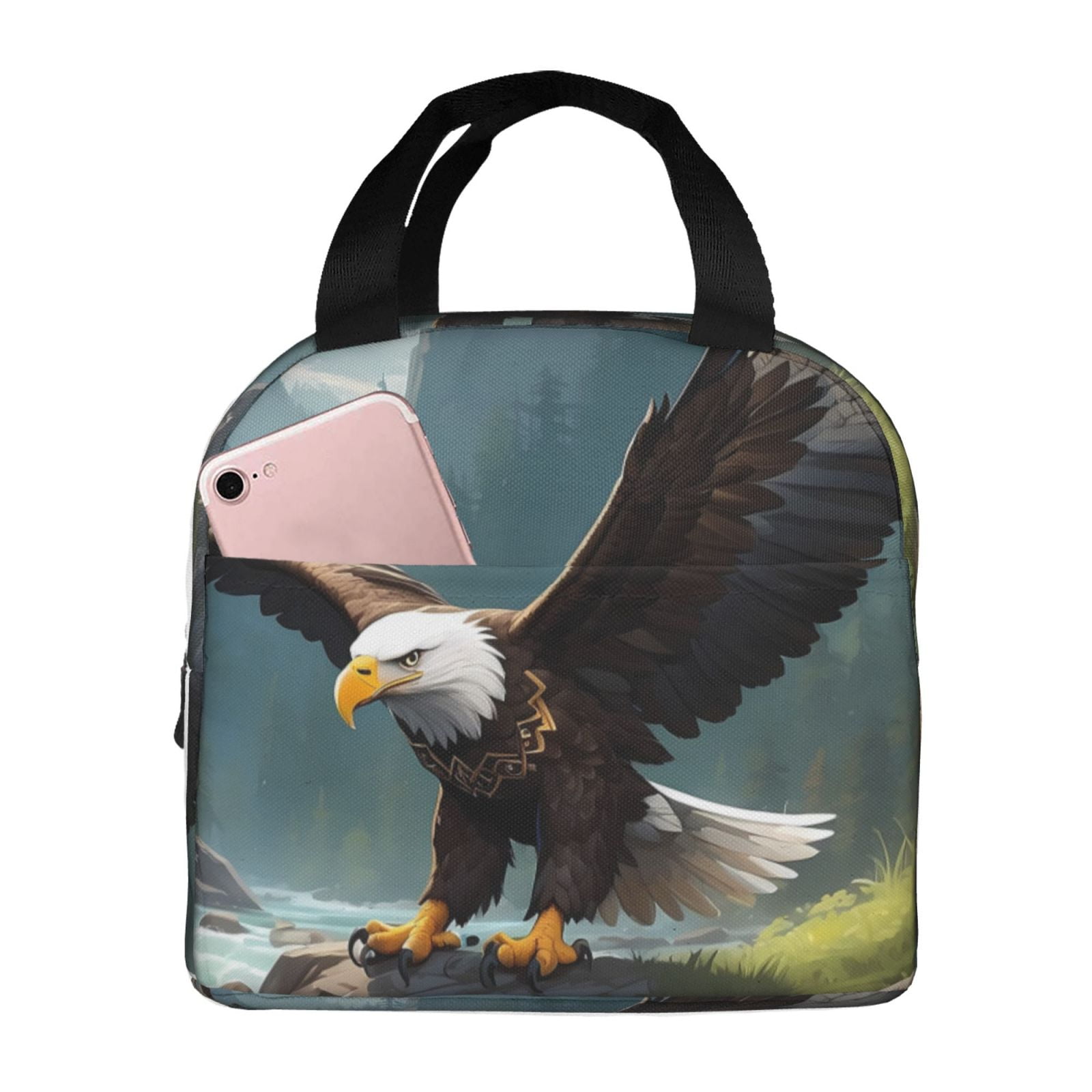 Bingfone Forest River Bald Eagle Print Lunch Bag Insulated Lunch Box ...