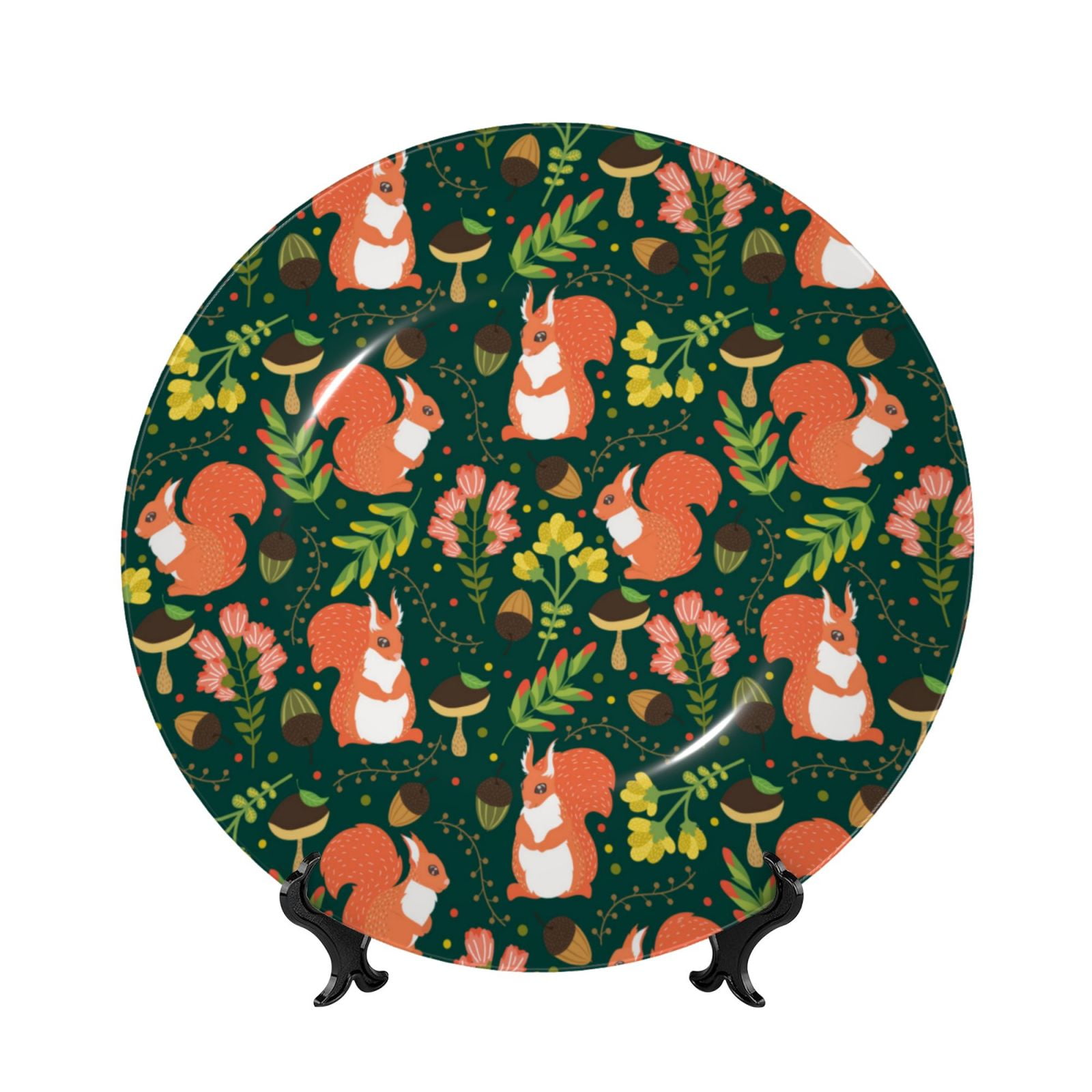 Bingfone Forest Squirrel Print Bone China Dinner Decorative Plates ...