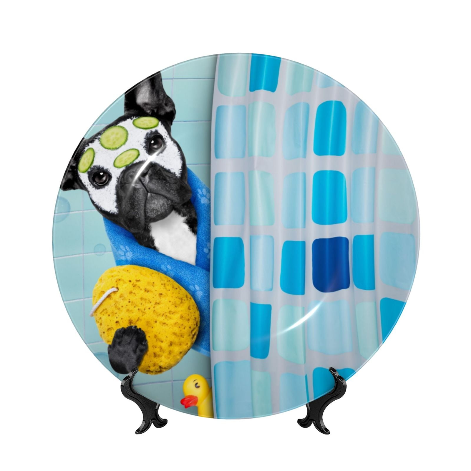 Bingfone French Bulldog Dog in a Bathtub Print Bone China Dinner ...