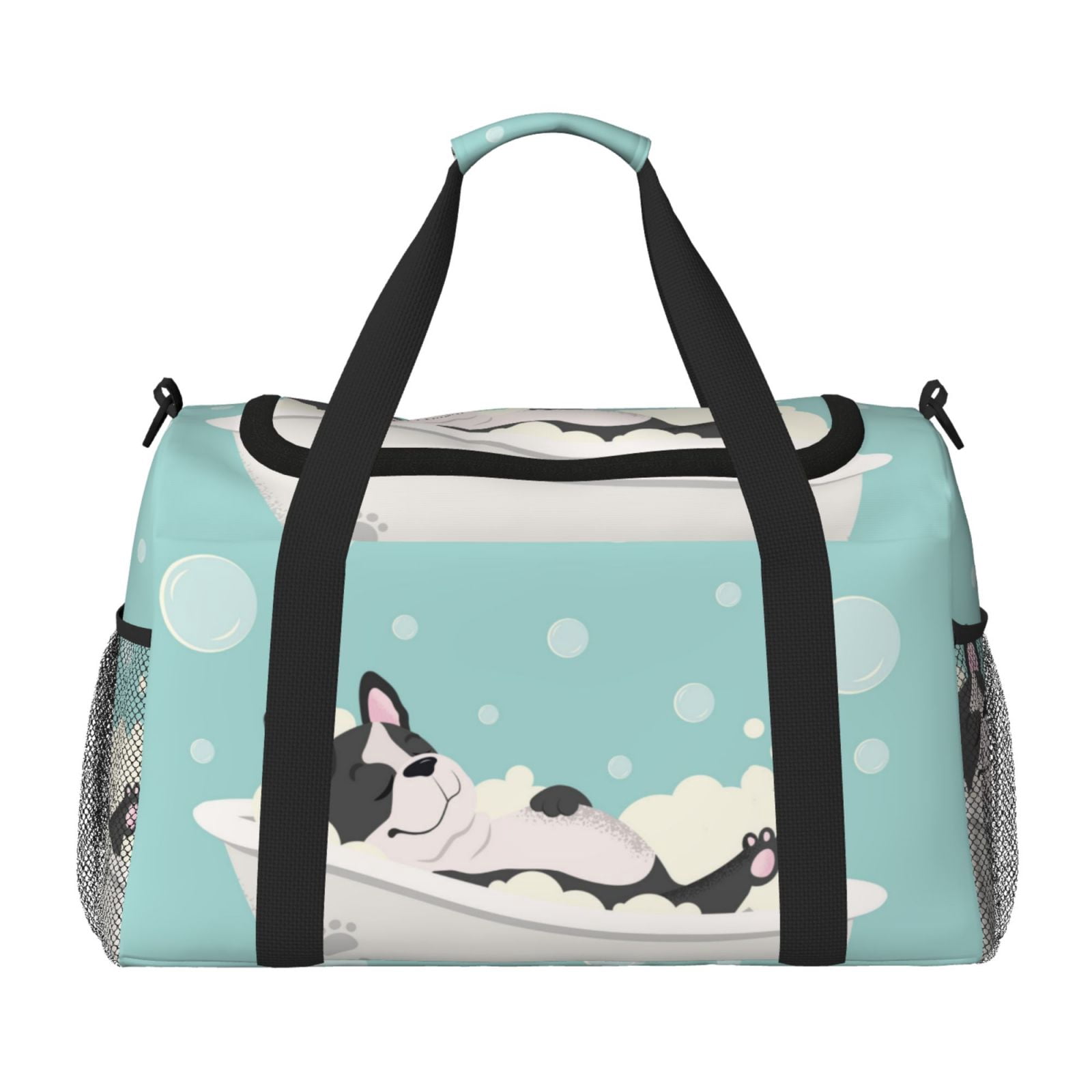 Bingfone French Bulldog Taking a Bath Print Travel Duffel Tote Bag ...