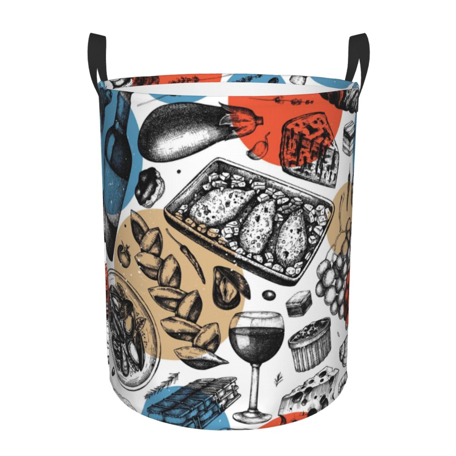 Bingfone French Food Waterproof Foldable Laundry Hamper Bucket With ...