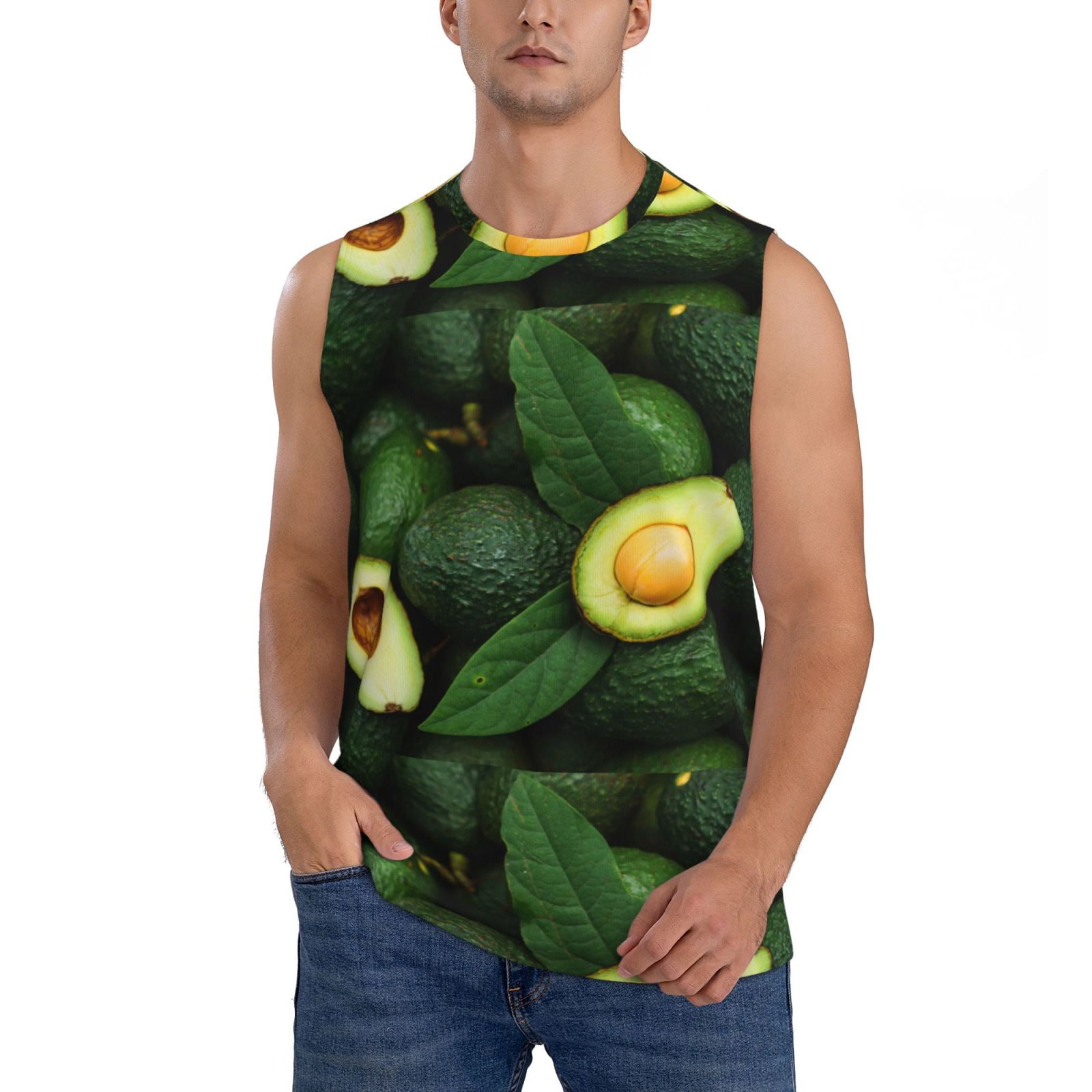 Bingfone Fresh Avocados Pattern Men's Tank Tops Workout Sleeveless Tee ...