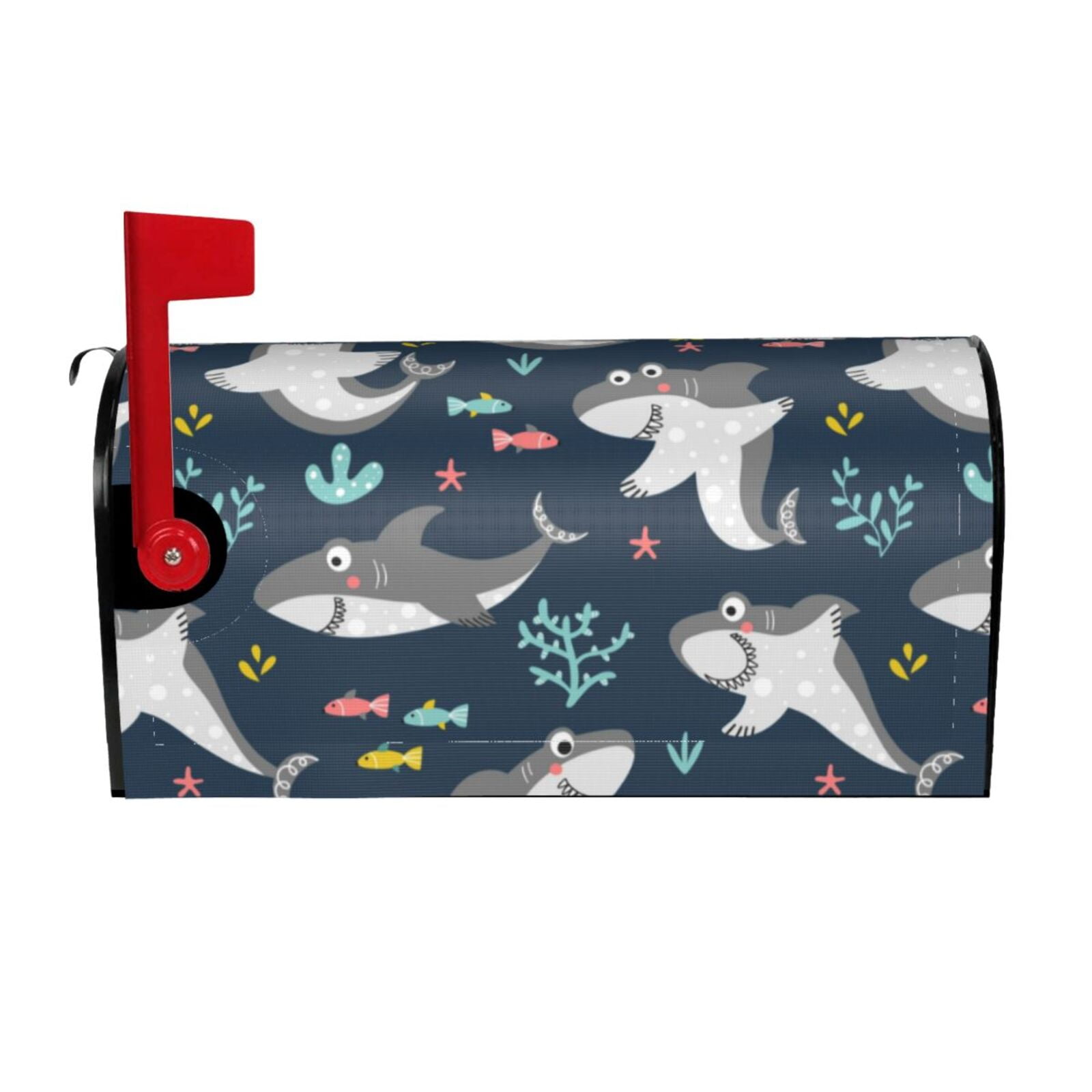 Bingfone Friendly Smiling Sharks Magnetic Mailbox Cover Standard Size ...