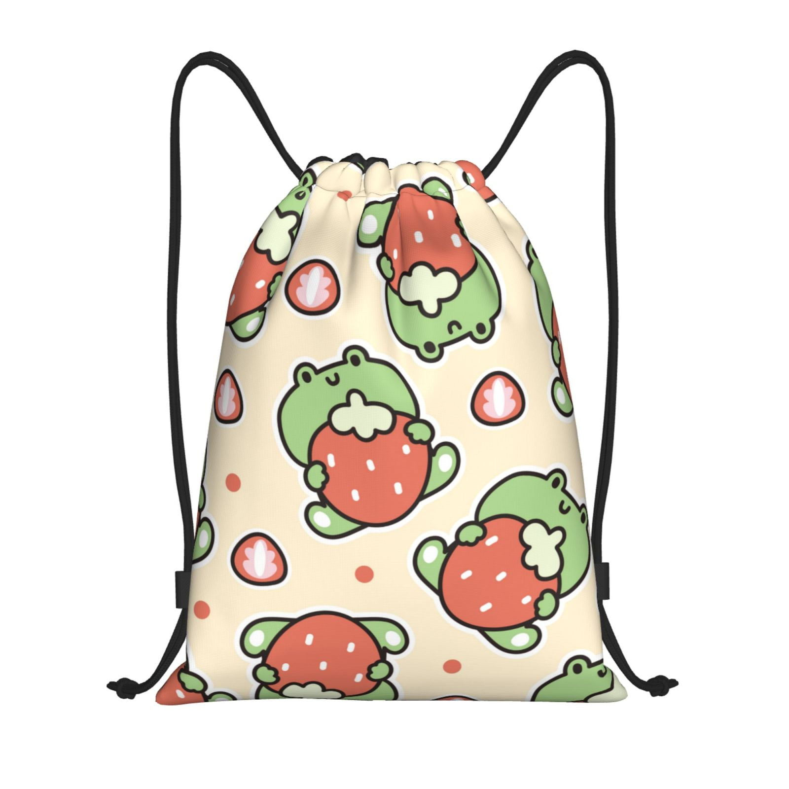 Bingfone Frog Hold Strawberry Drawstrings Backpacks Bags For Men Women ...