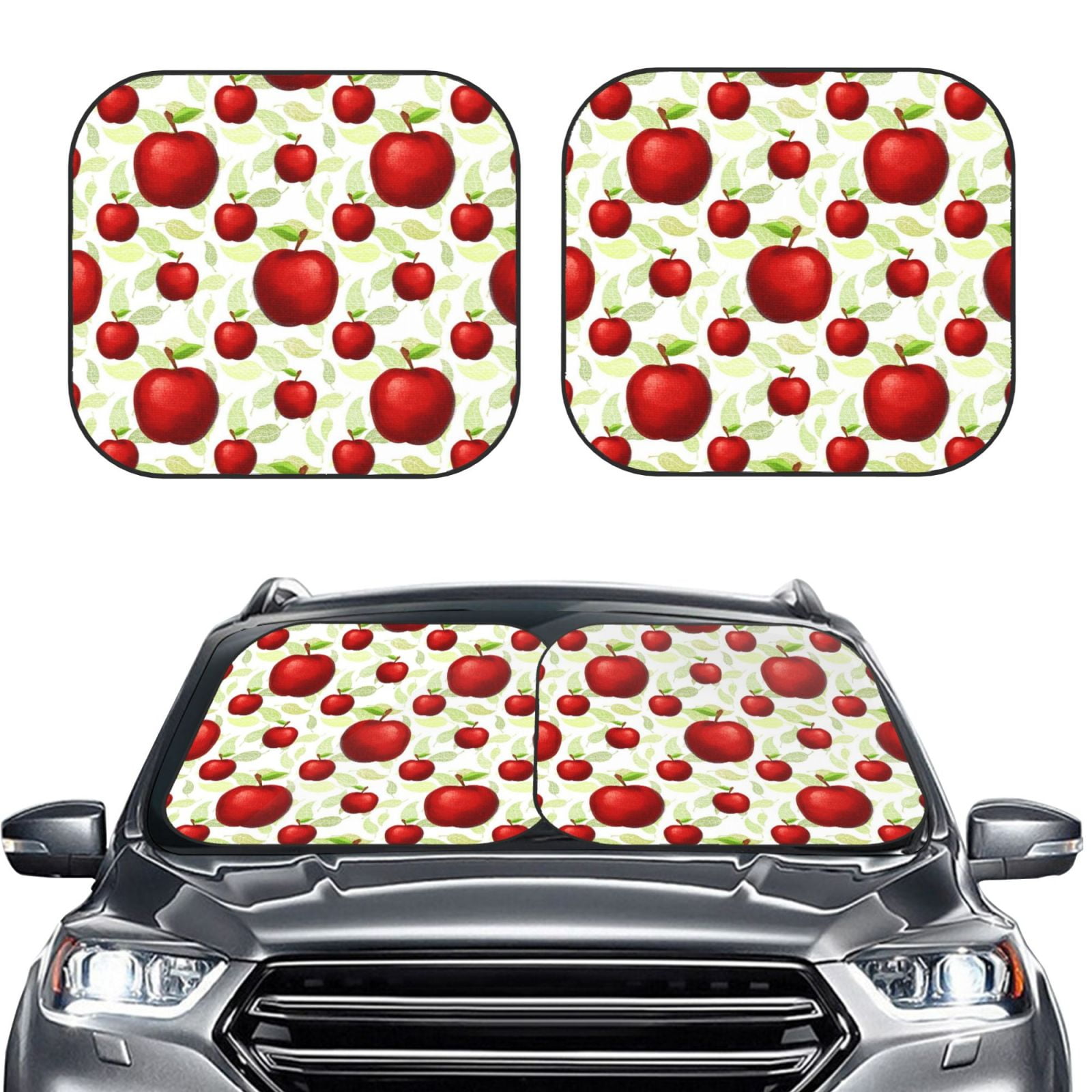 Bingfone Fruit Apples Print 2-Piece Sun Shade Front Windshield ...