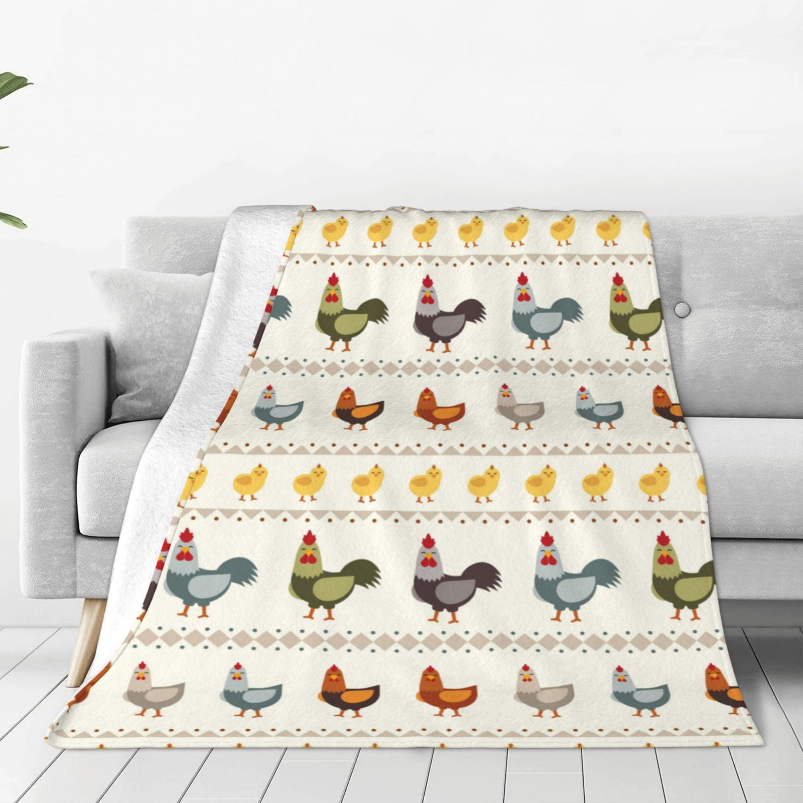 Bingfone Funny Chicken Print Flannel Fleece Blanket Throw Blanket for ...