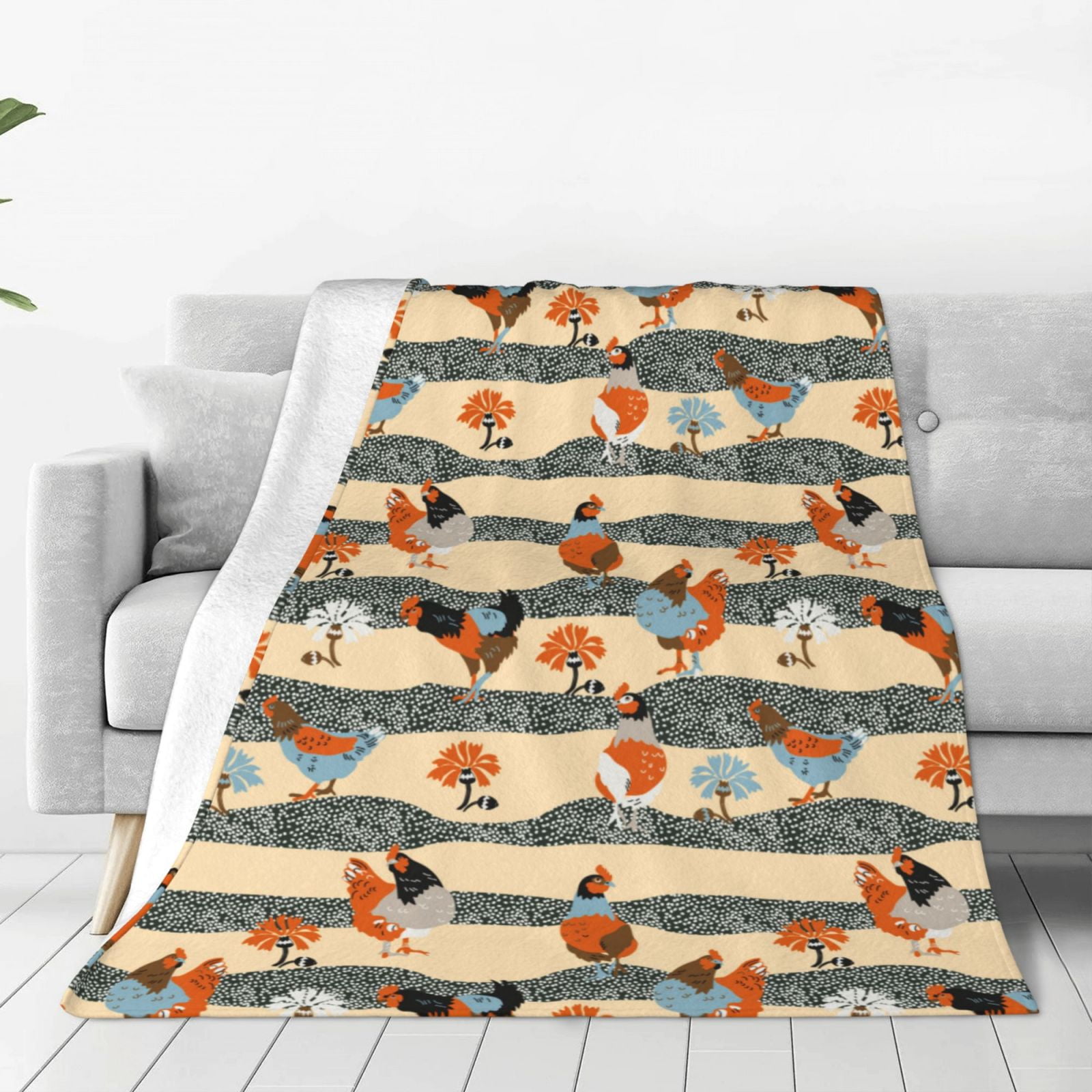 Bingfone Funny Chicken Print Flannel Fleece Blanket Throw Blanket for ...