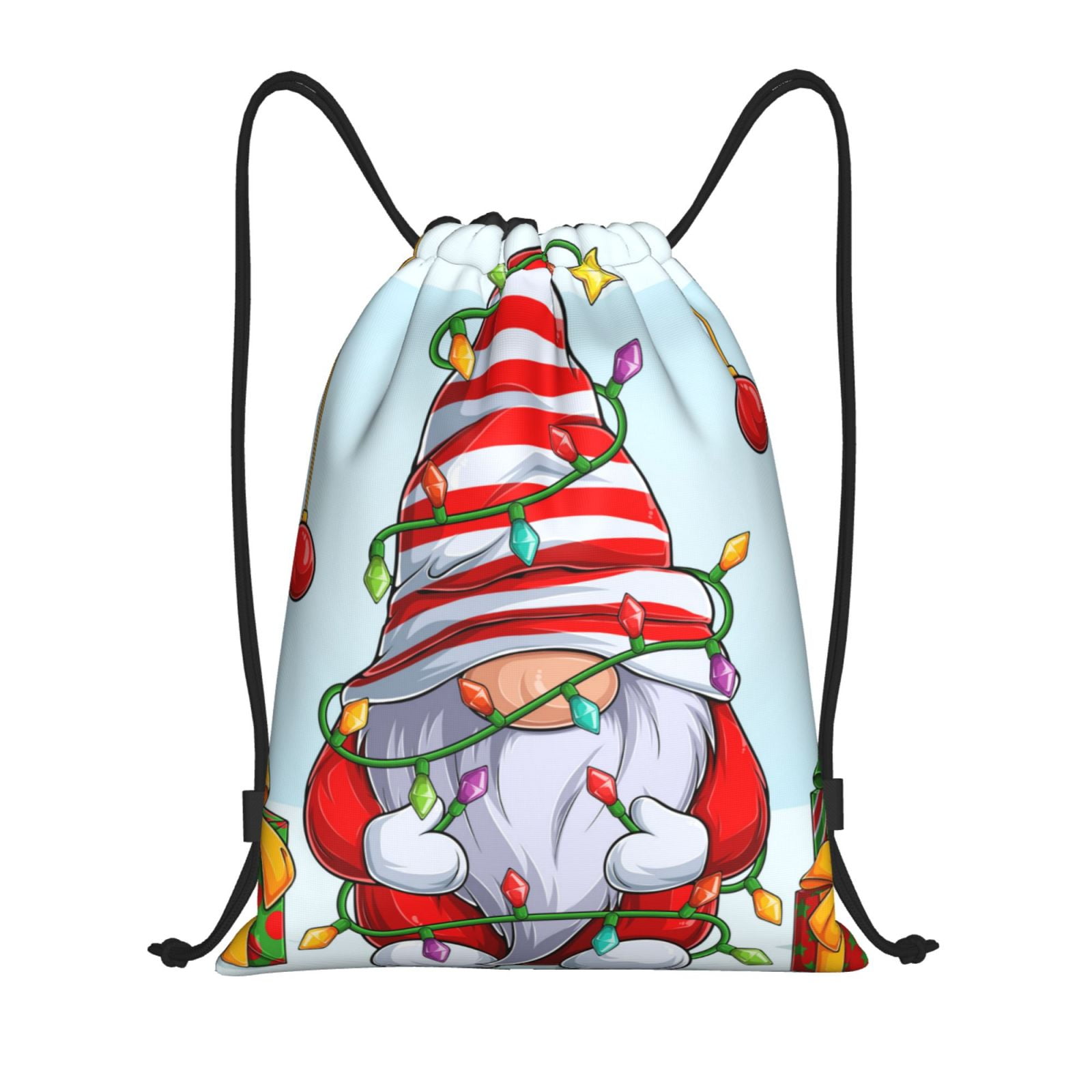 Bingfone Funny Christmas Gnome Drawstrings Backpacks Bags For Men Women ...