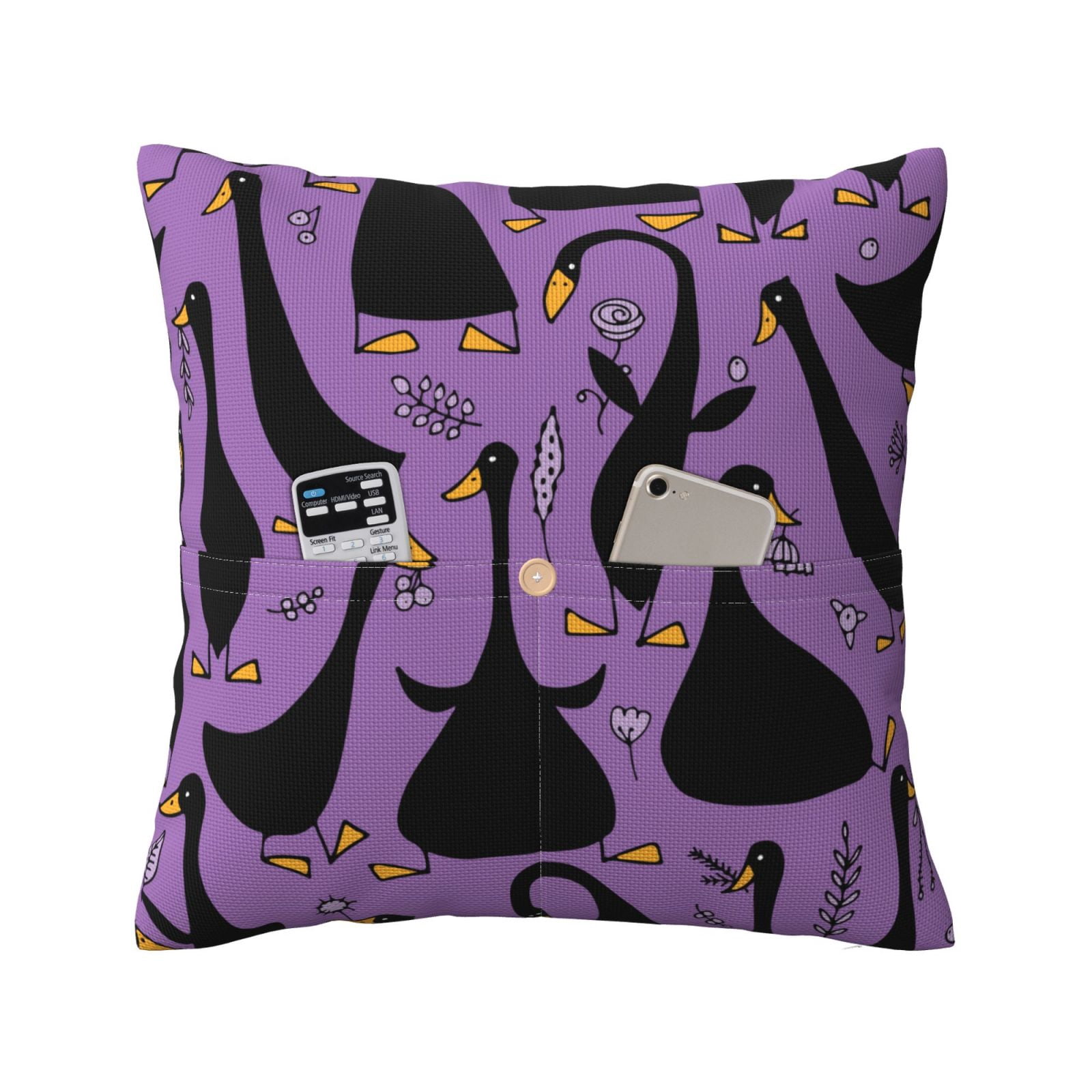 Bingfone Funny Goose Linen Throw Pillow Covers Cushion Case Pocket ...