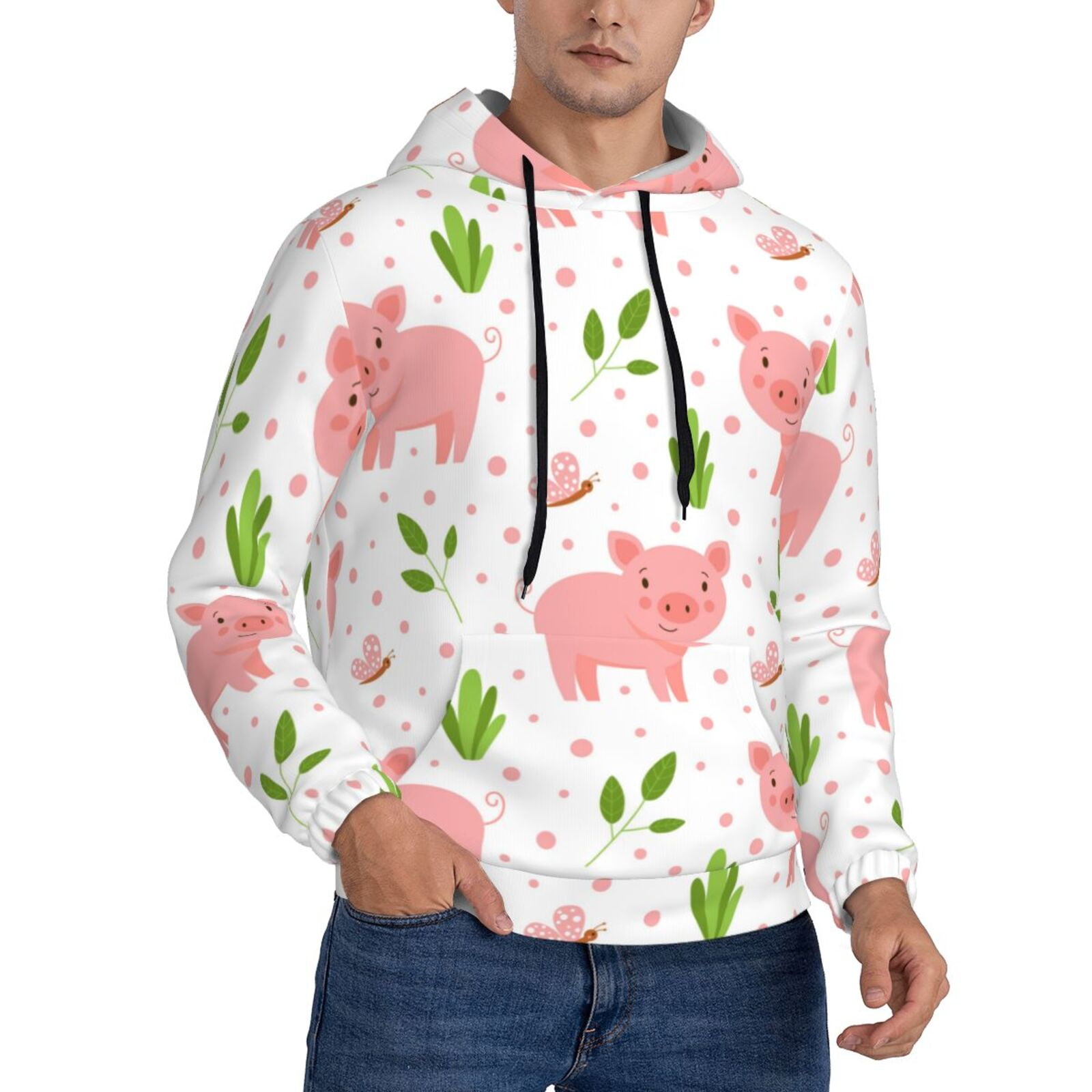 Bingfone Funny Little Pigs Men'S Drawstring Hoodie Long Sleeve Pocket ...