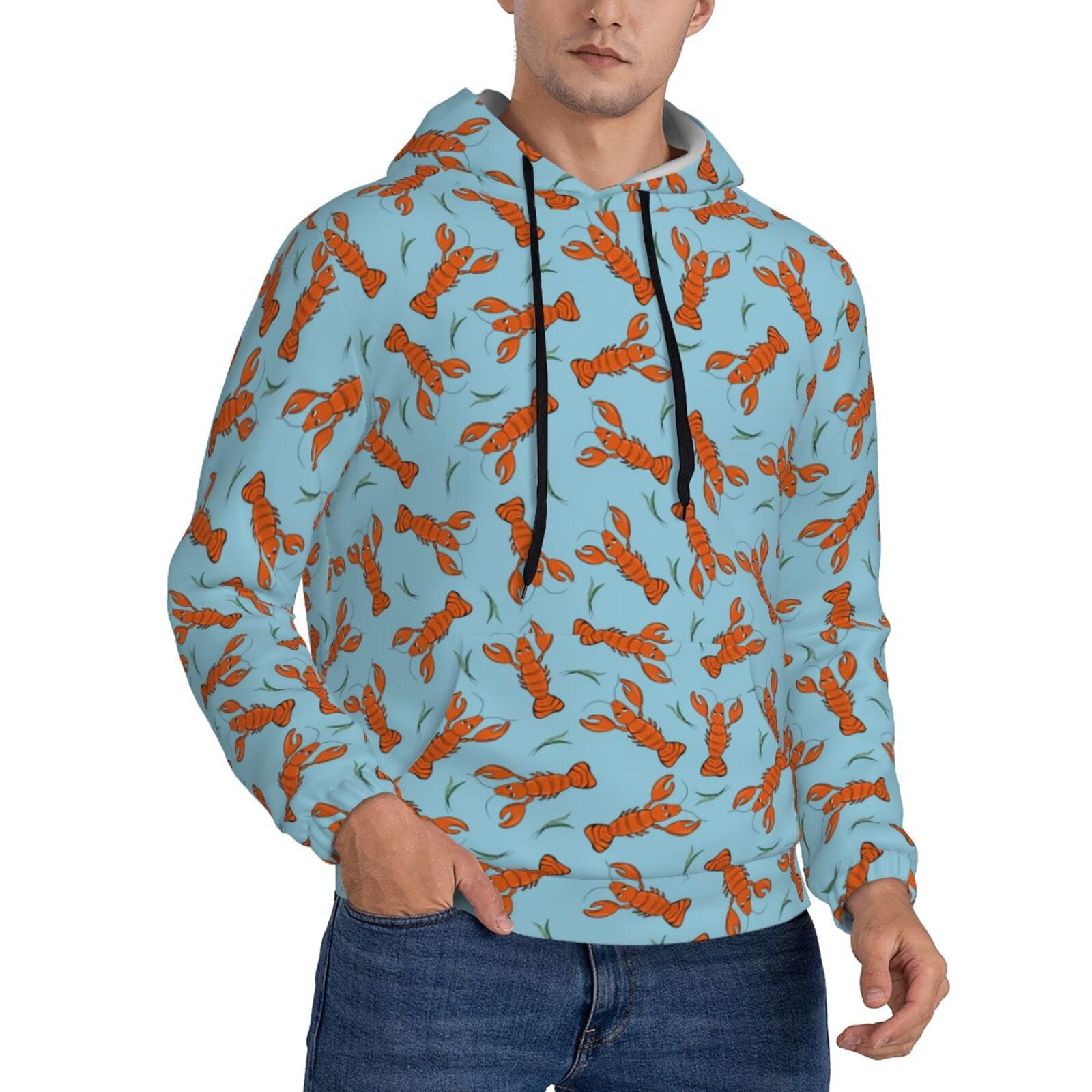 Bingfone Funny Lobsters Men's Drawstring Hoodie Long Sleeve Pocket ...