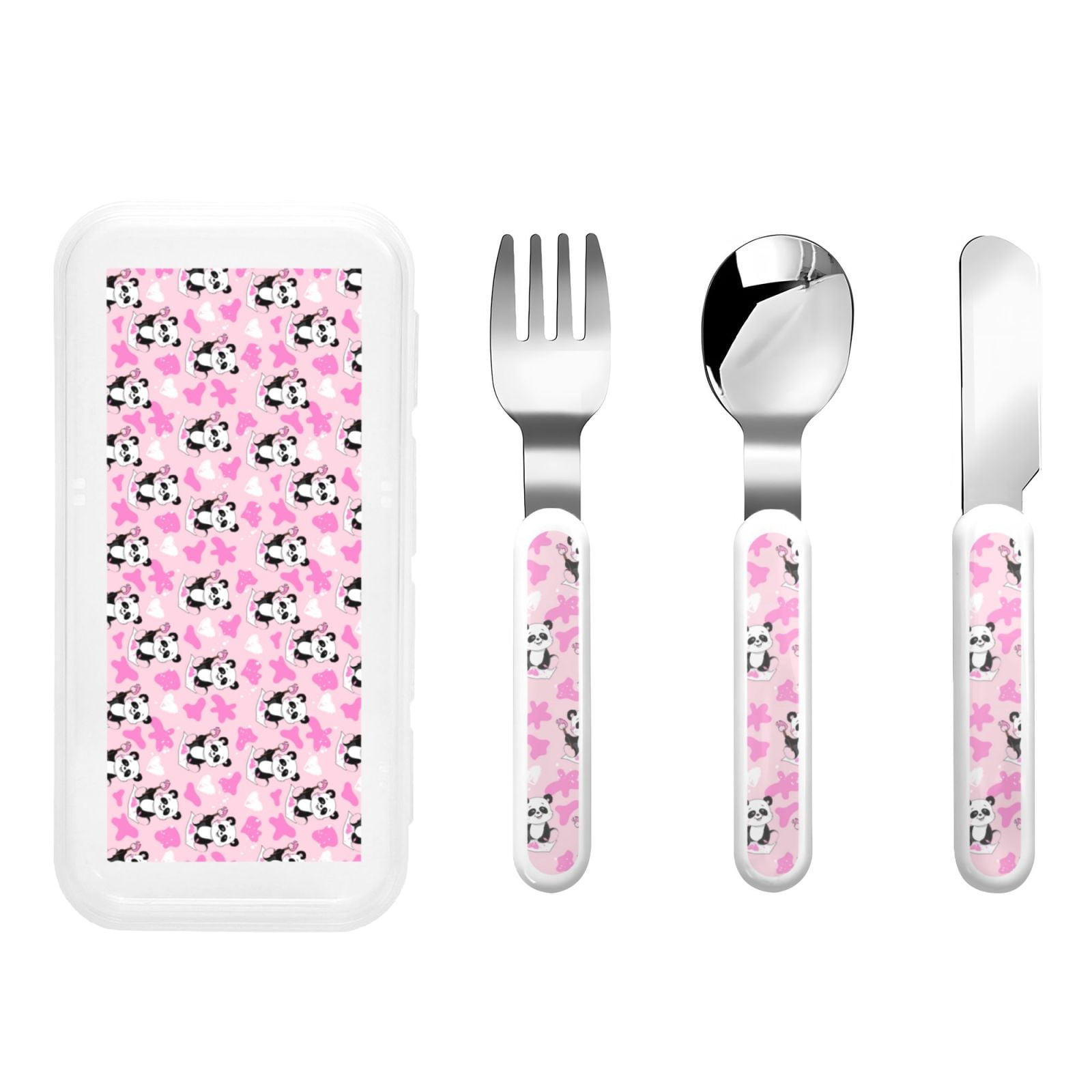 Bingfone Funny Panda Draws A Heart Print Toddler Utensils Kids ...