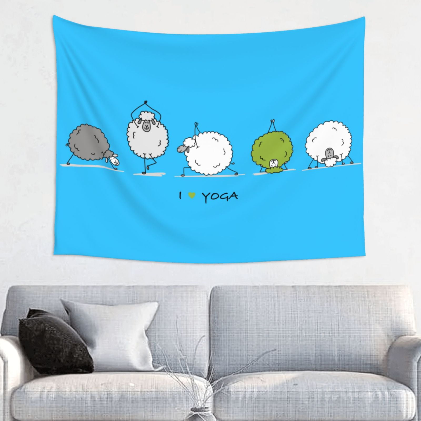 Bingfone Funny Sheep Doing Yoga Tapestry Wall Hanging Decor For Living ...
