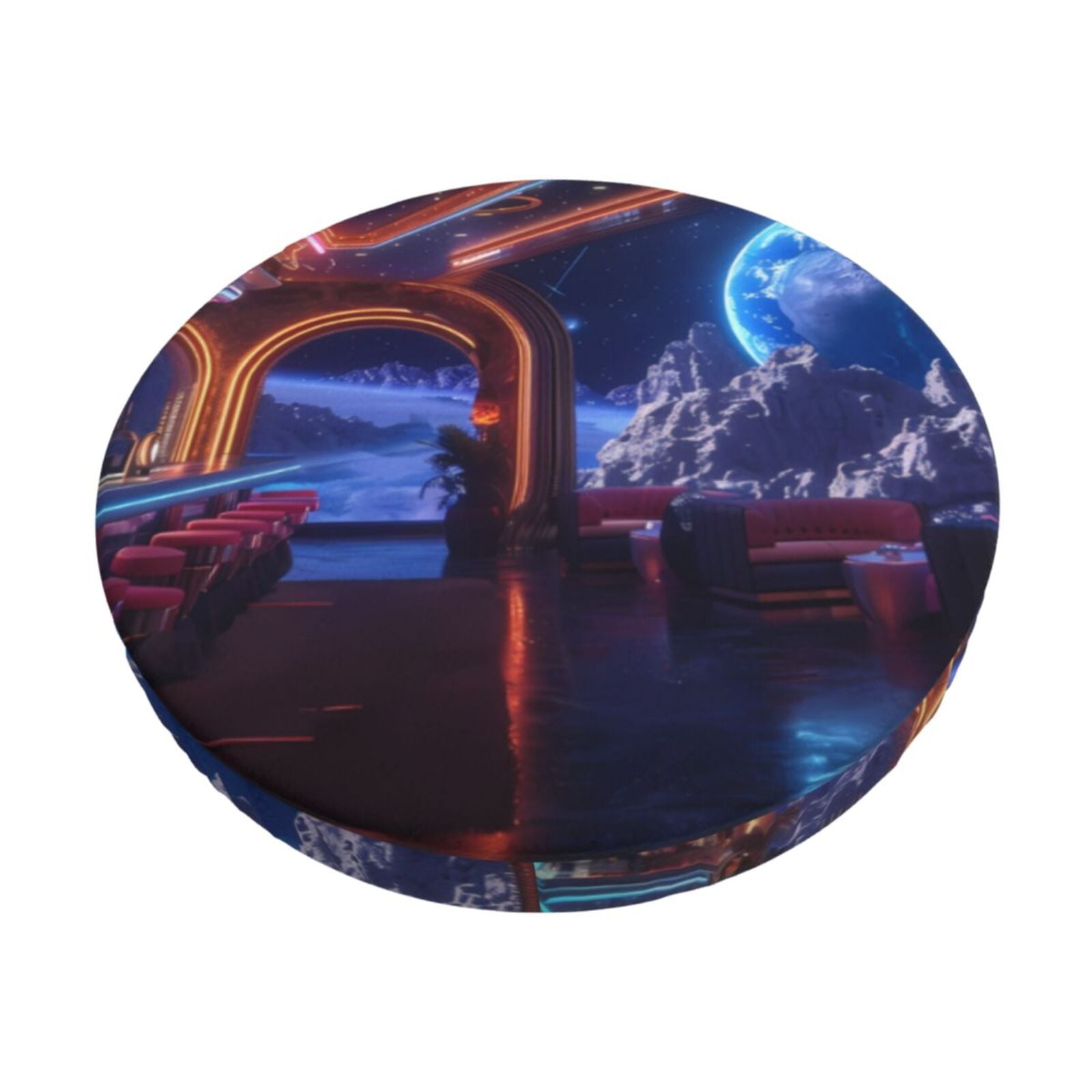 Bingfone Futuristic Bar Space View Padded Round Bar Stool Cover Cushion ...