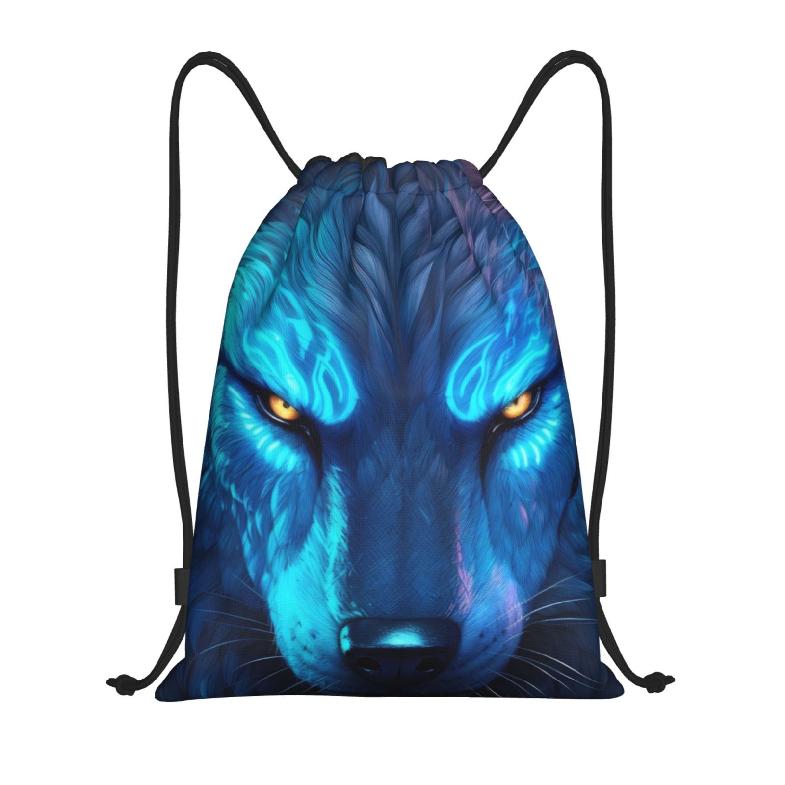 Bingfone Futuristic Blue Light Wolf Drawstrings Backpacks Bags for Men ...