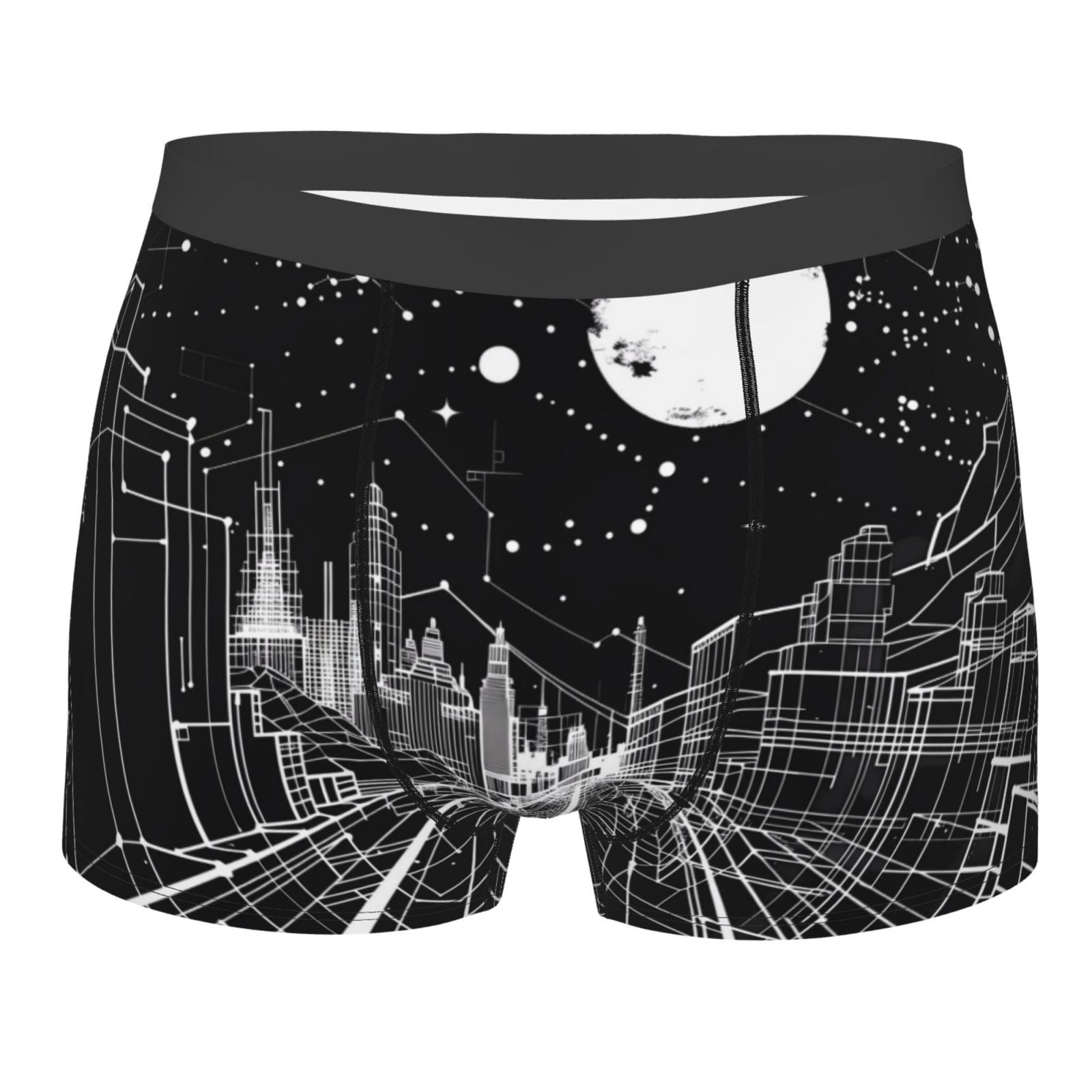 Bingfone Futuristic Moonlit Cityscape Men's Underwear - Casual Stretch ...