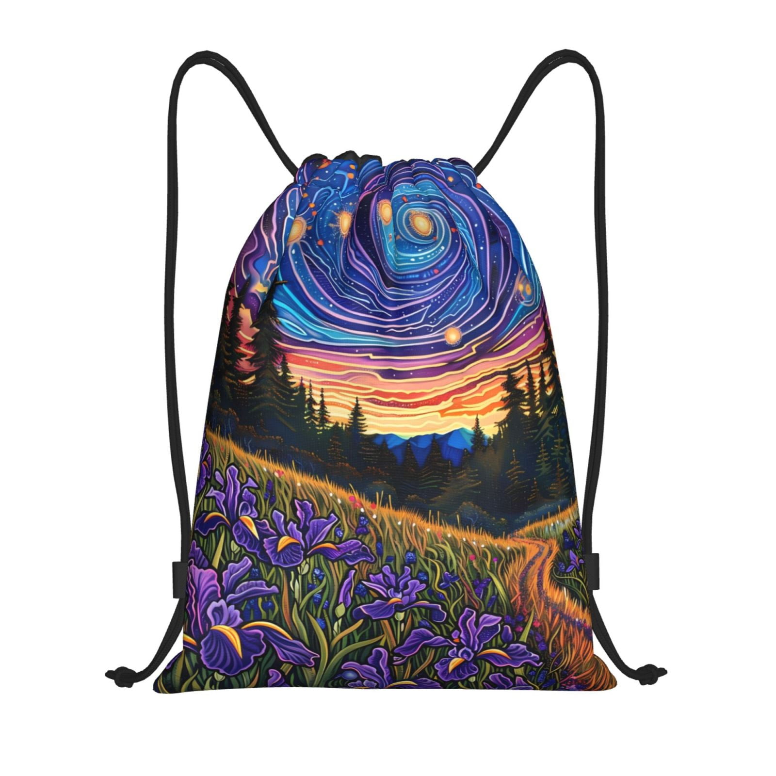 Bingfone Galactic Night Over Meadow Drawstrings Backpacks Bags for Men ...
