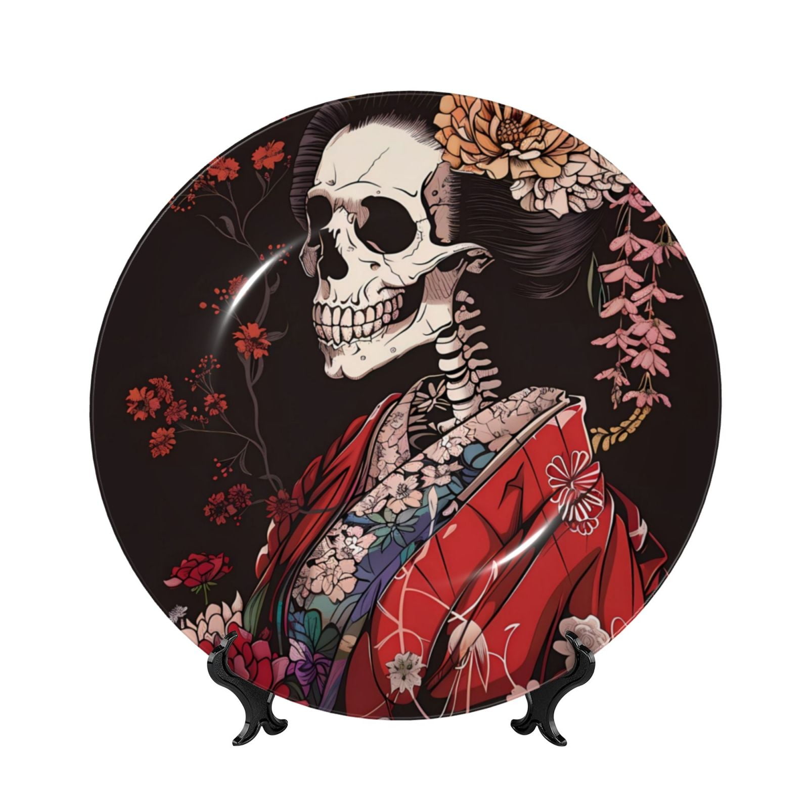 Bingfone Geisha Skeleton With Flowers Print Bone China Dinner ...