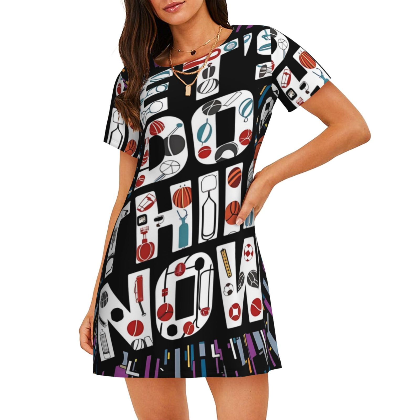 Bingfone Geometric Sports Energetic Burst Nightgowns for Women Sleep ...