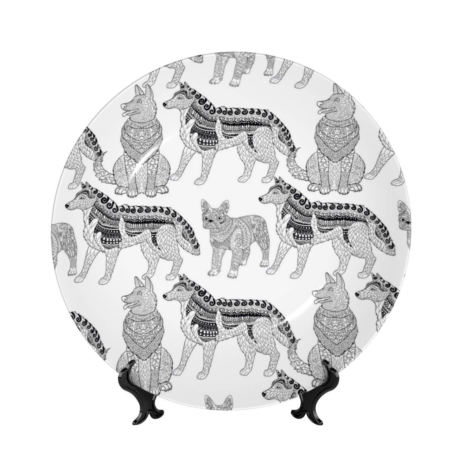Bingfone German Shepherd Dog Print Bone China Dinner Decorative Plates ...