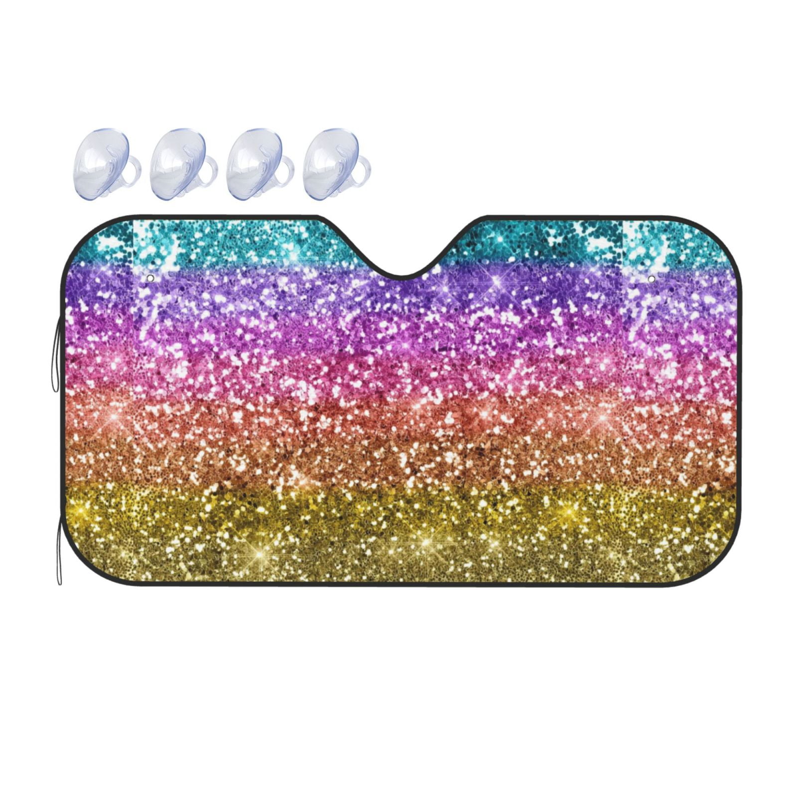 Bingfone Glitter Rainbow Car Windshield Sunshade,Sun Foldable Sun ...