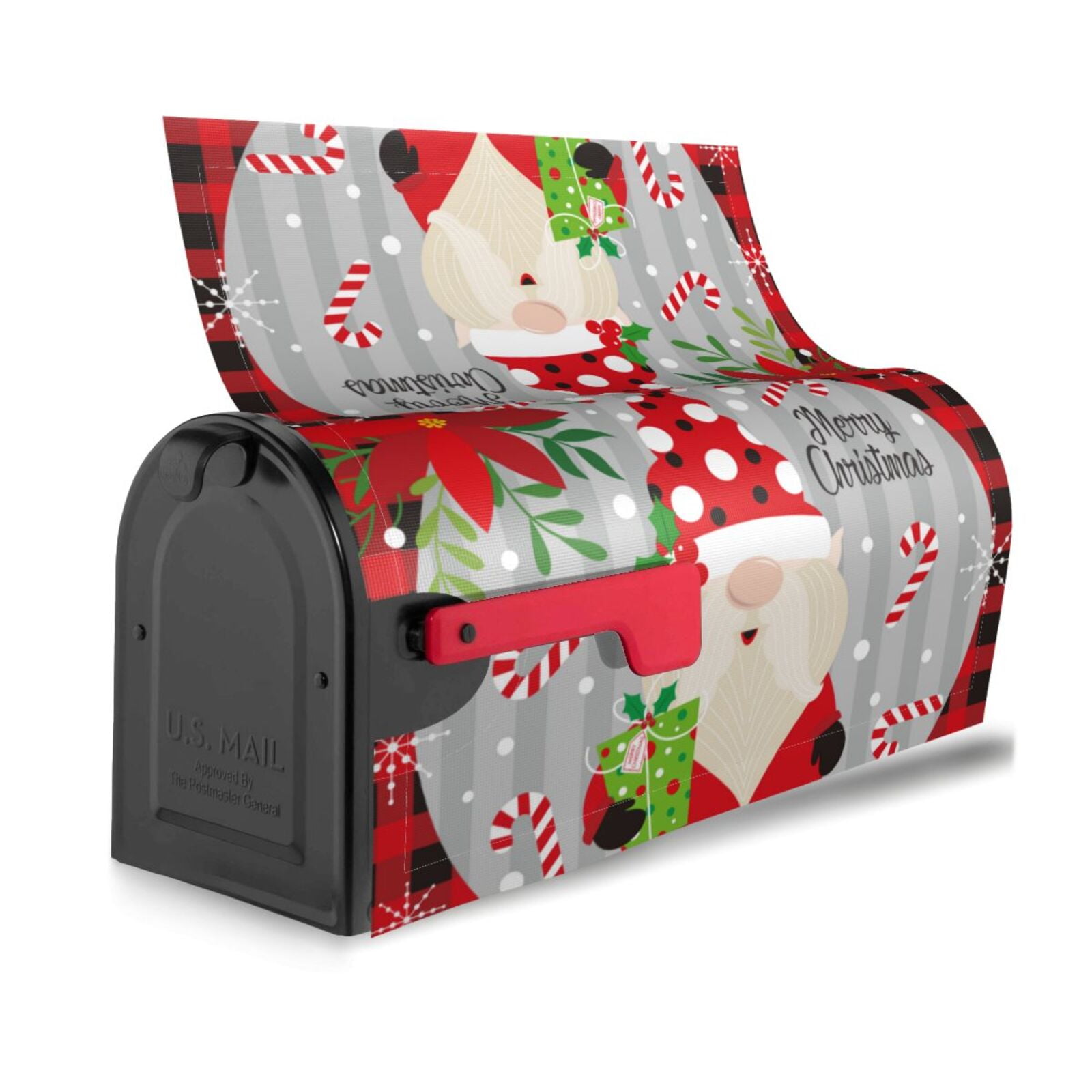 Bingfone Gnome And Buffalo Plaid Magnetic Mailbox Cover Standard Size ...