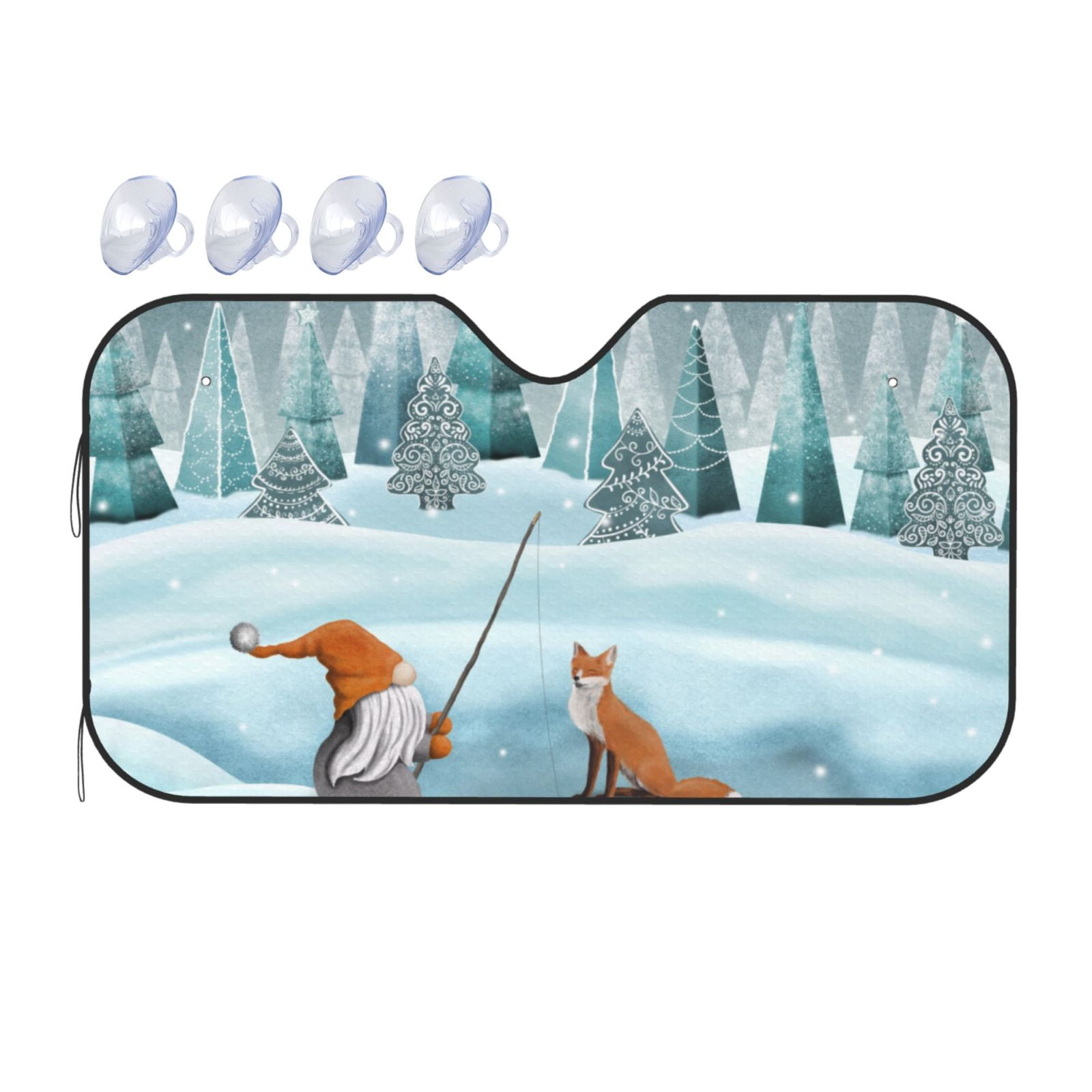 Bingfone Gnome And Red Fox Fishing Car Windshield Sunshade,Sun Foldable ...