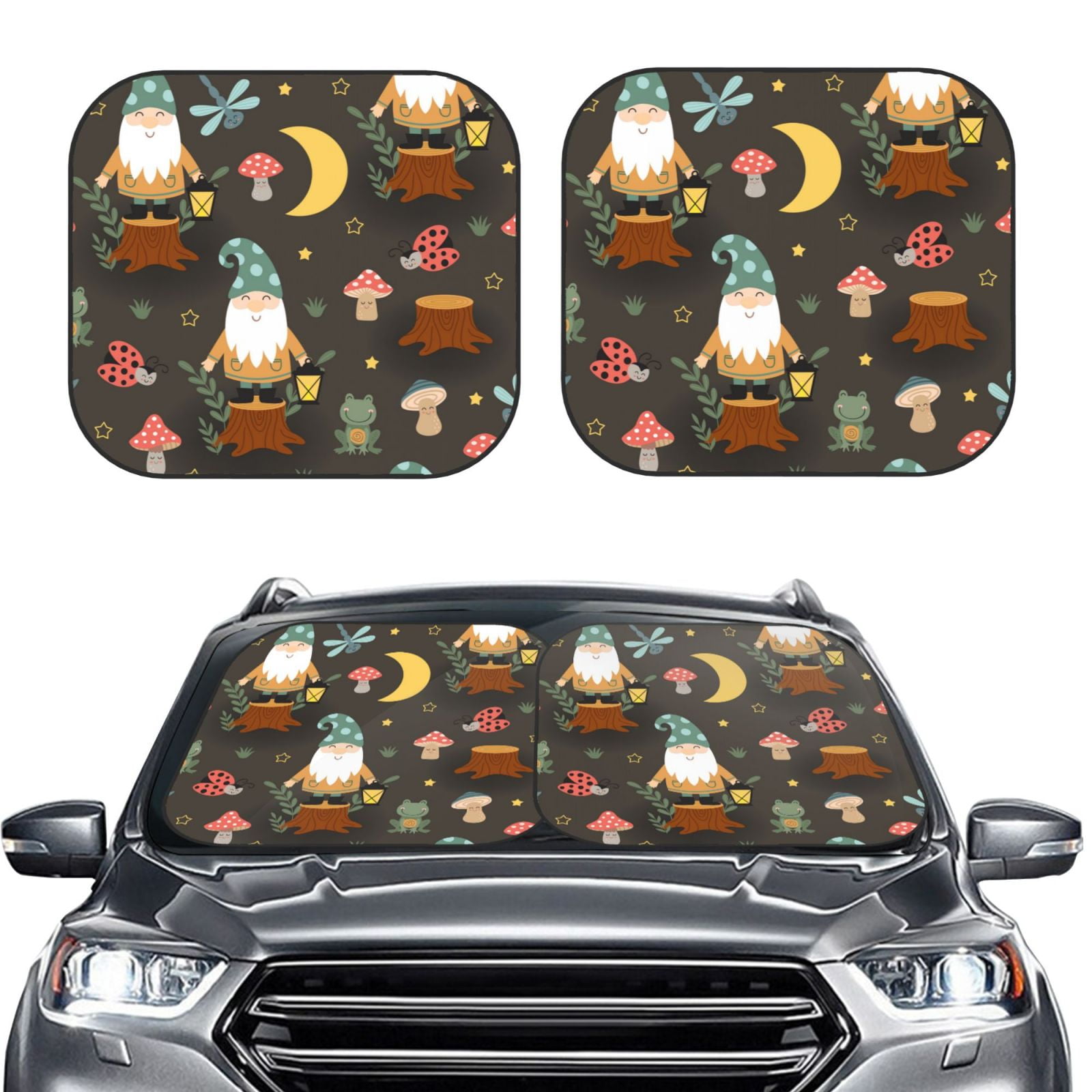 Bingfone Gnome Insect Frog Windshield Sun Shade 2-Piece Foldable Car ...
