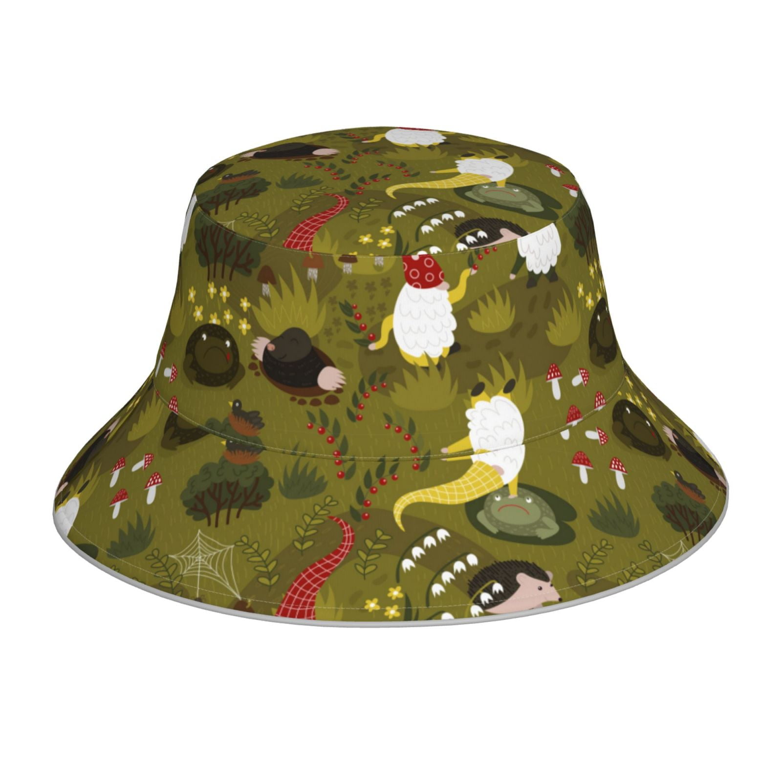 Bingfone Gnomes Playing In The Garden Bucket Hat For Men Women,Packable Reversible Printed Sun ...